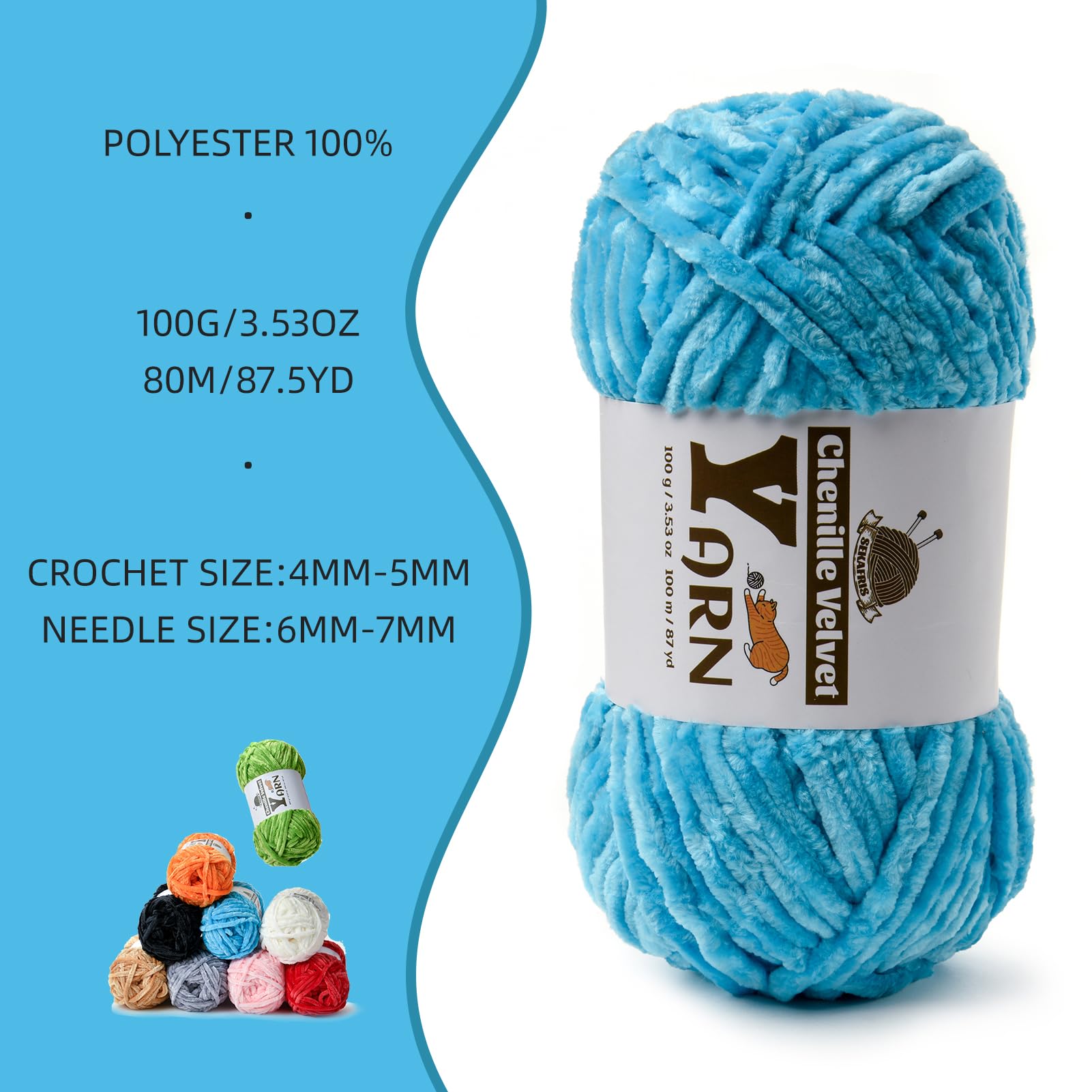 Snapklik.com : Plush Chenille Chunky Yarn - Fluffy Velvet Yarn Crochet ...