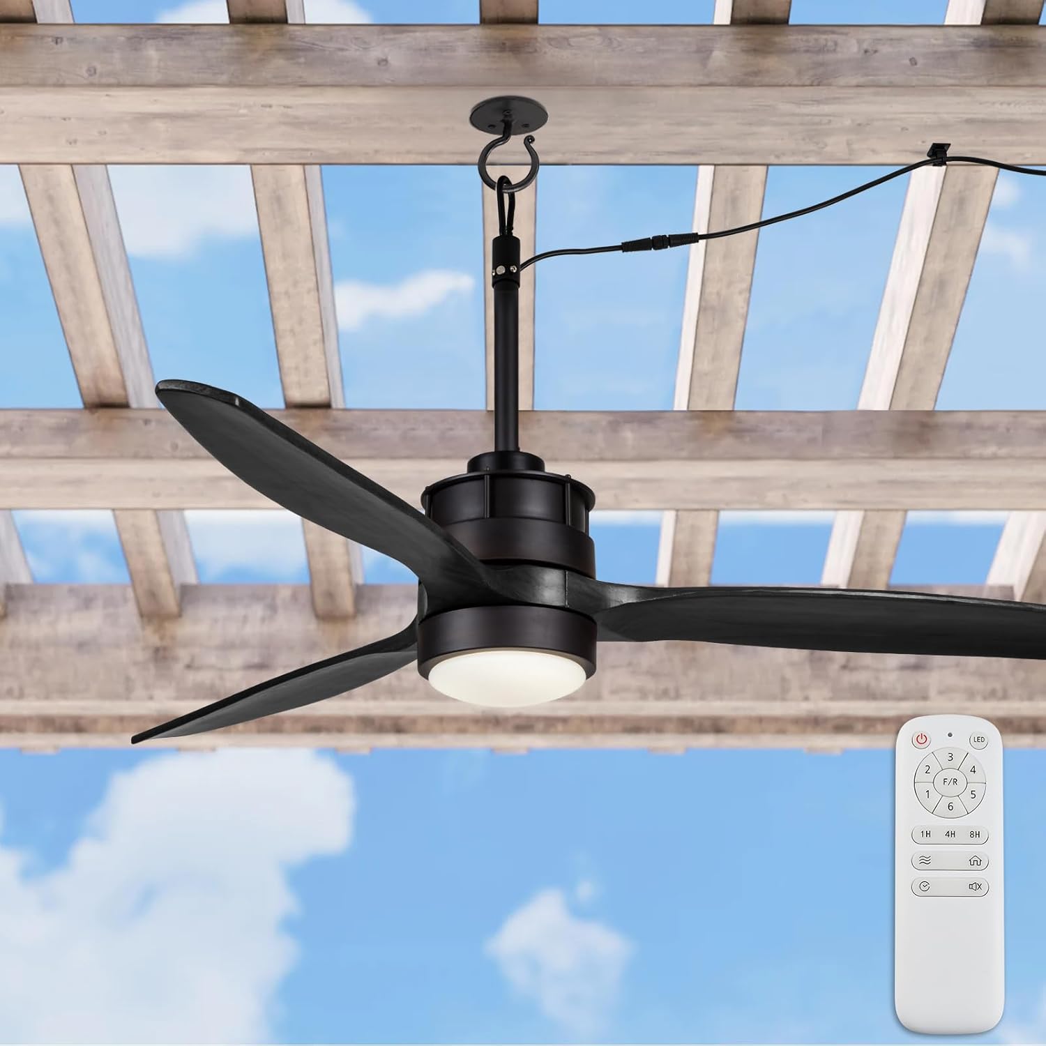 EKIZNSN 42 Inch Waterproof Outdoor Ceiling Fan for Gazebo with Hook ...