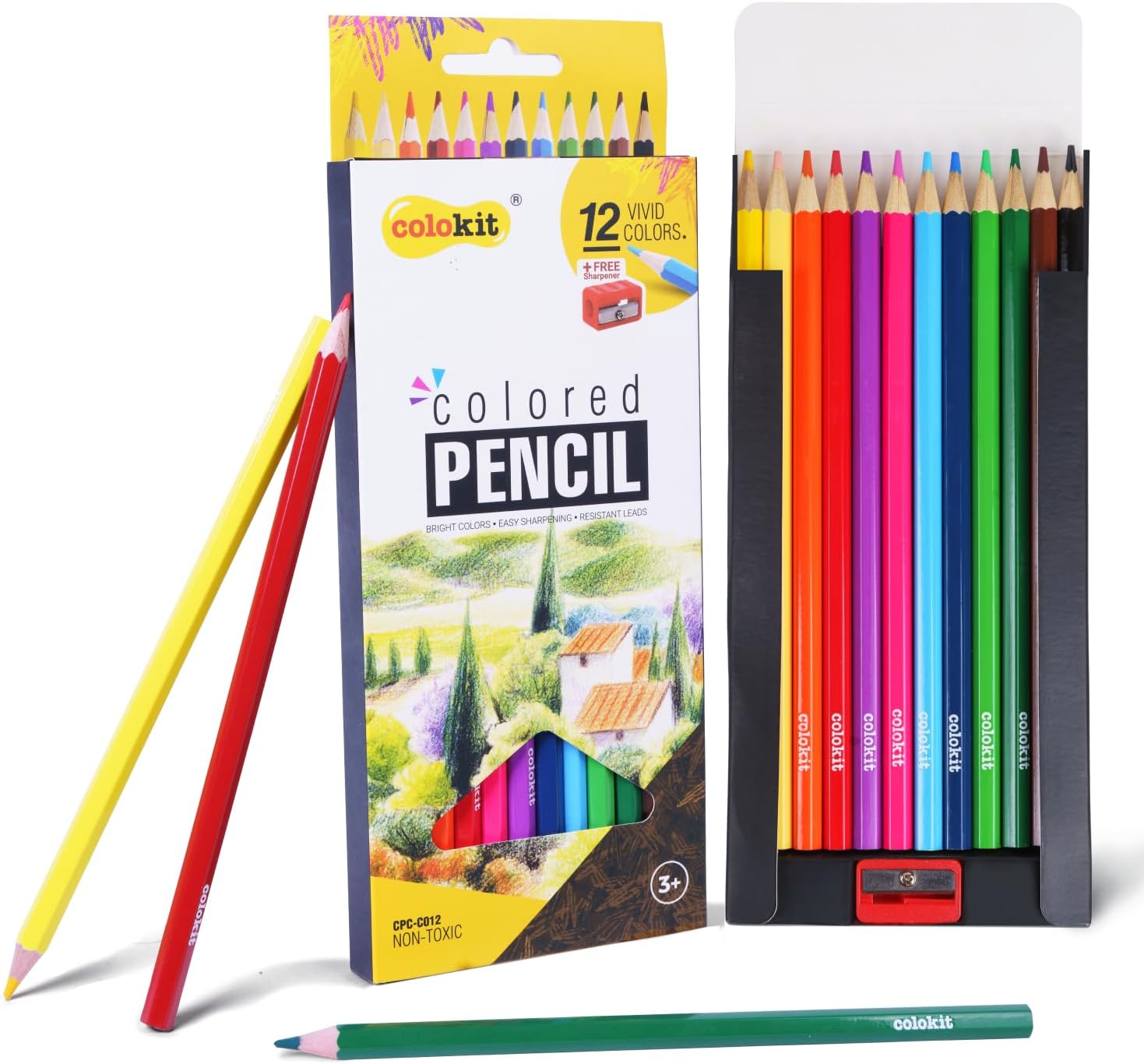 Amazon.com: Colokit 12 Pack Colored Pencils with Sharpener, Break ...