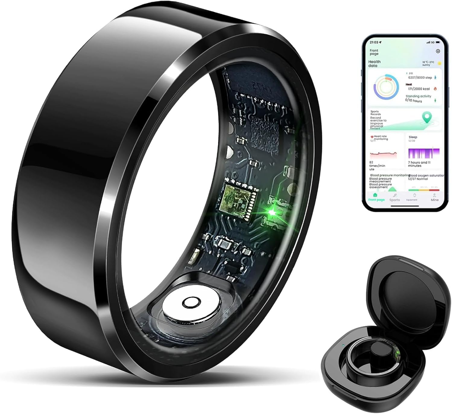 Amazon.com: Qjijolz Smart Ring for Women Men, Fitness Tracker with ...