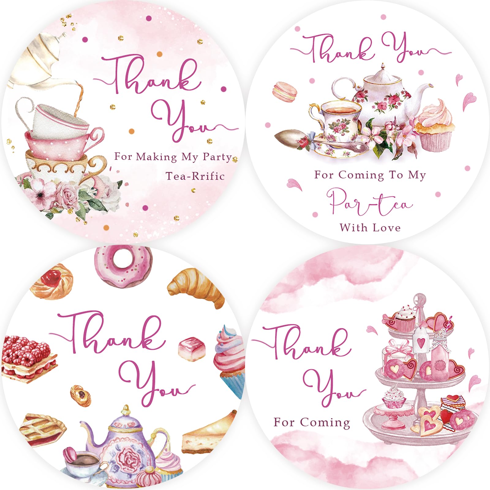 Amazon.com: 80pcs Tea Party Thank You Stickers, Let’s Par-Tea Round ...