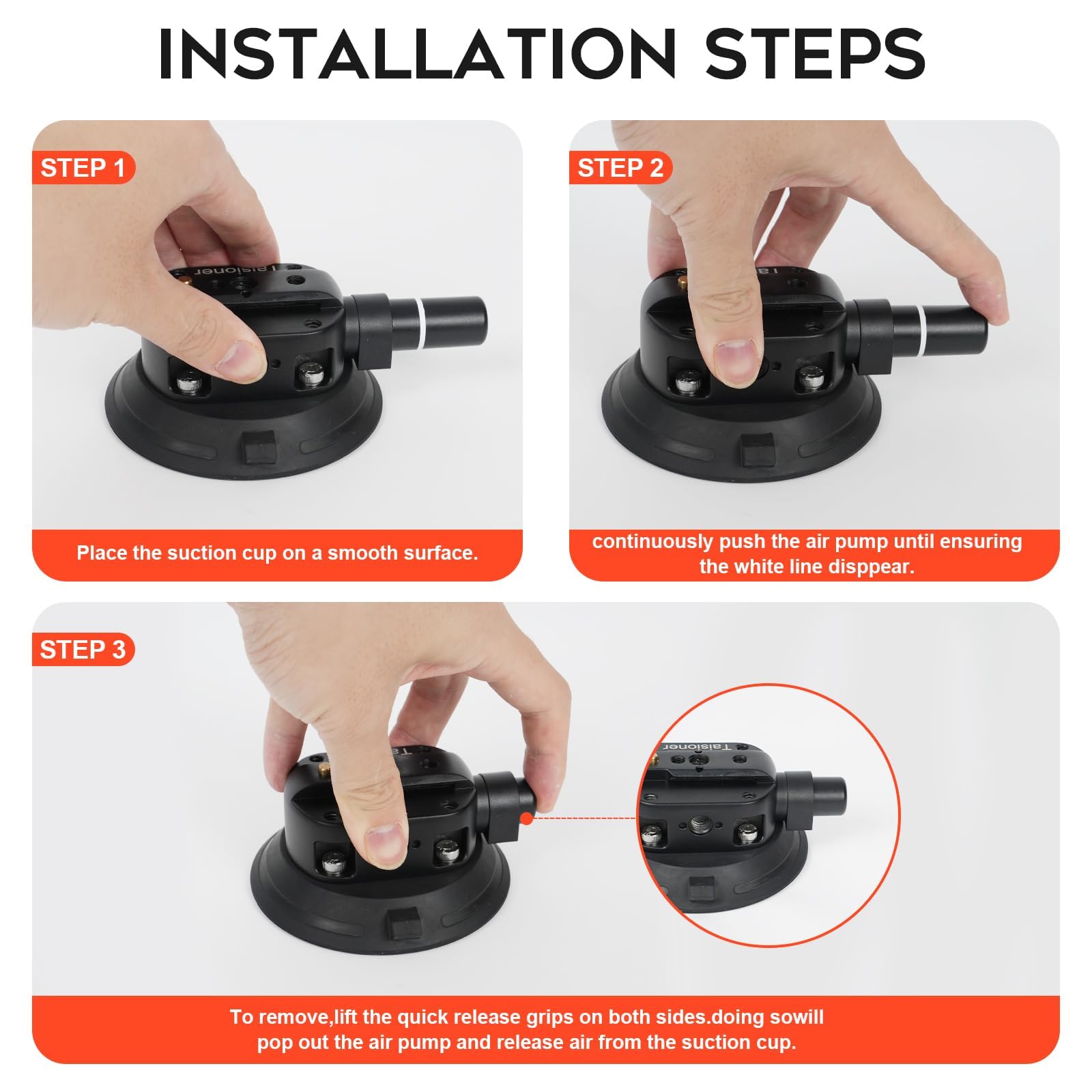 Heavy Duty Suction Cup – 4.5” Vacuum Pump, Metal Magic Arm, Holds 5KG ...