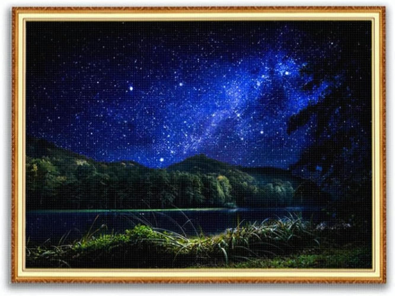 Amazon | クロスステッチ刺繍 キット初心者 夜空の風景 図柄印刷手芸キット上級者クロスステッチ11CT 大人簡単ハンドメイド DIY ...