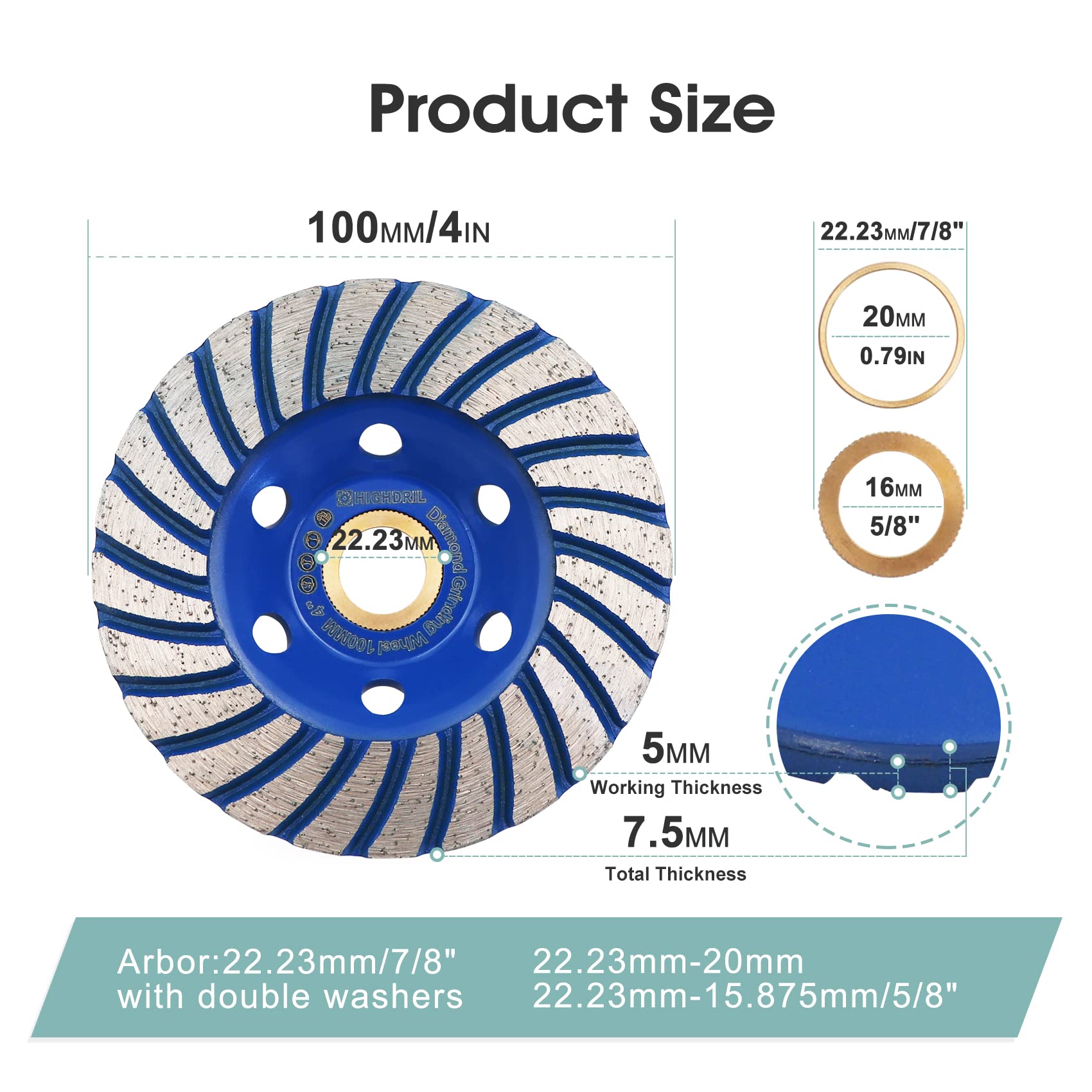 Snapklik.com : HIGHDRIL Concrete Diamond Grinding Cup Wheel 4 Turbo Cup ...