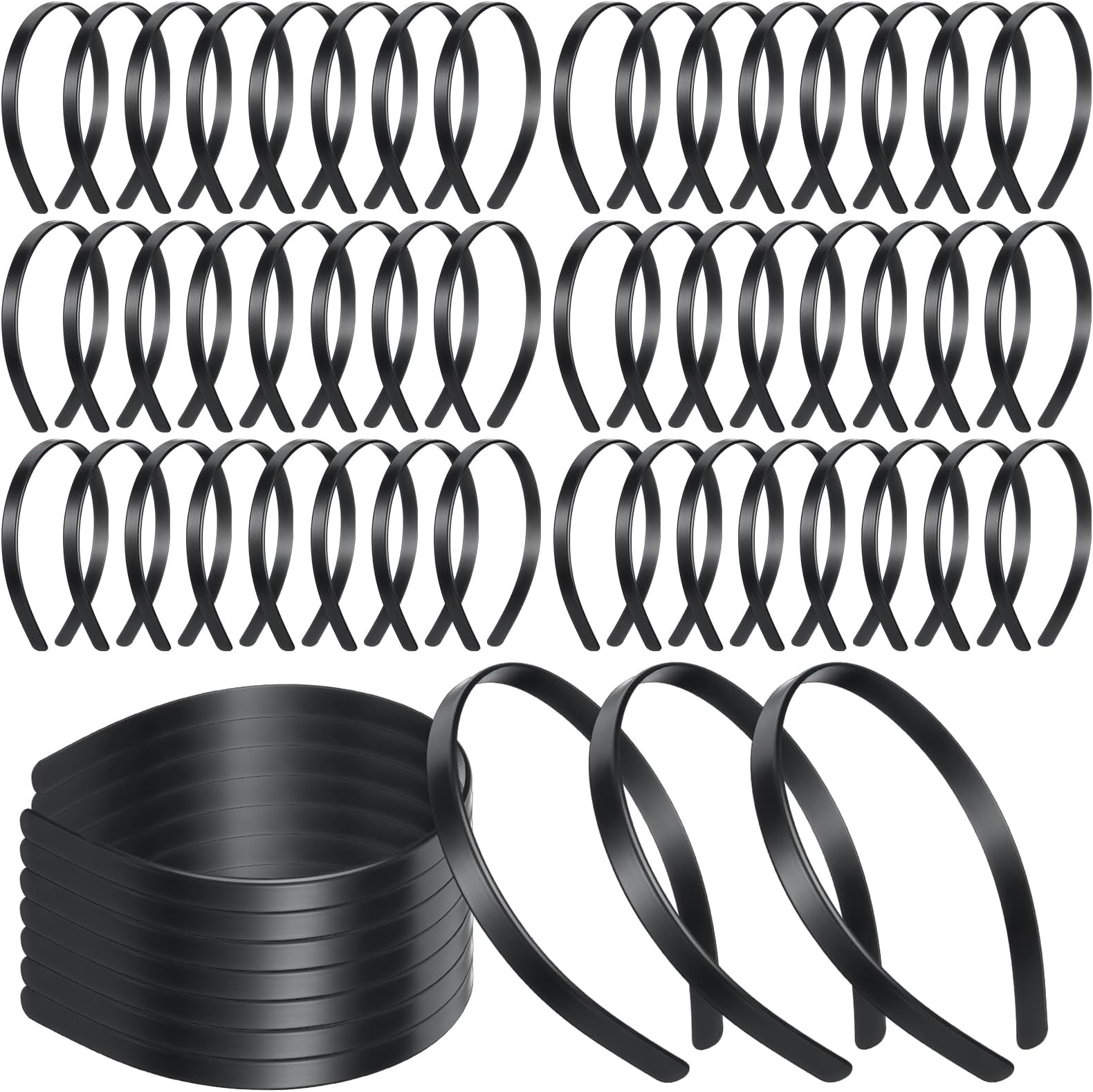 Amazon.com : Hotop 100 Pcs Plastic Headbands Bulk 1 Inch Wide Craft No ...