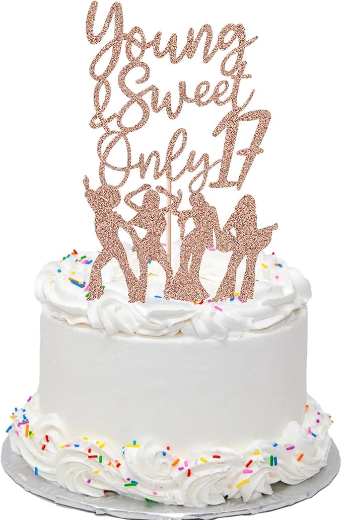 Amazon.com: Young & Sweet Only 17 Cake Topper, Dancing Queen 17th ...