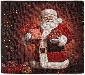 Amazon.com: LQPMNK PU Leather Wallet, Christmas Decor Santa Claus Print ...