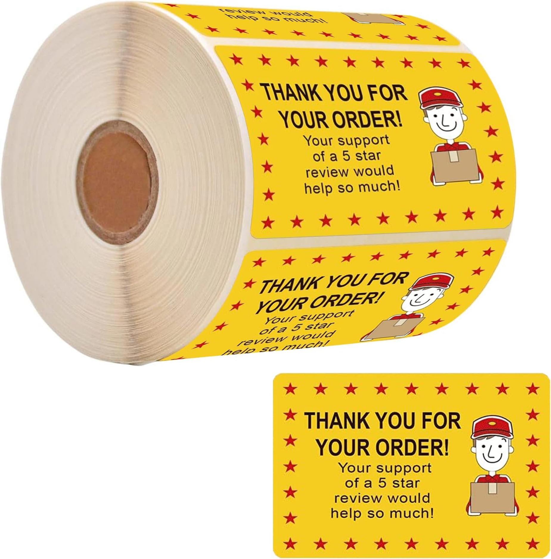 Amazon.com : 250 Pcs Star Review Delivery Labels Thank You for Your ...