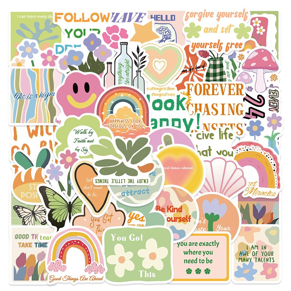Snapklik.com : Preppy Inspirational Aesthetic Stickers, 50Pcs Pink ...