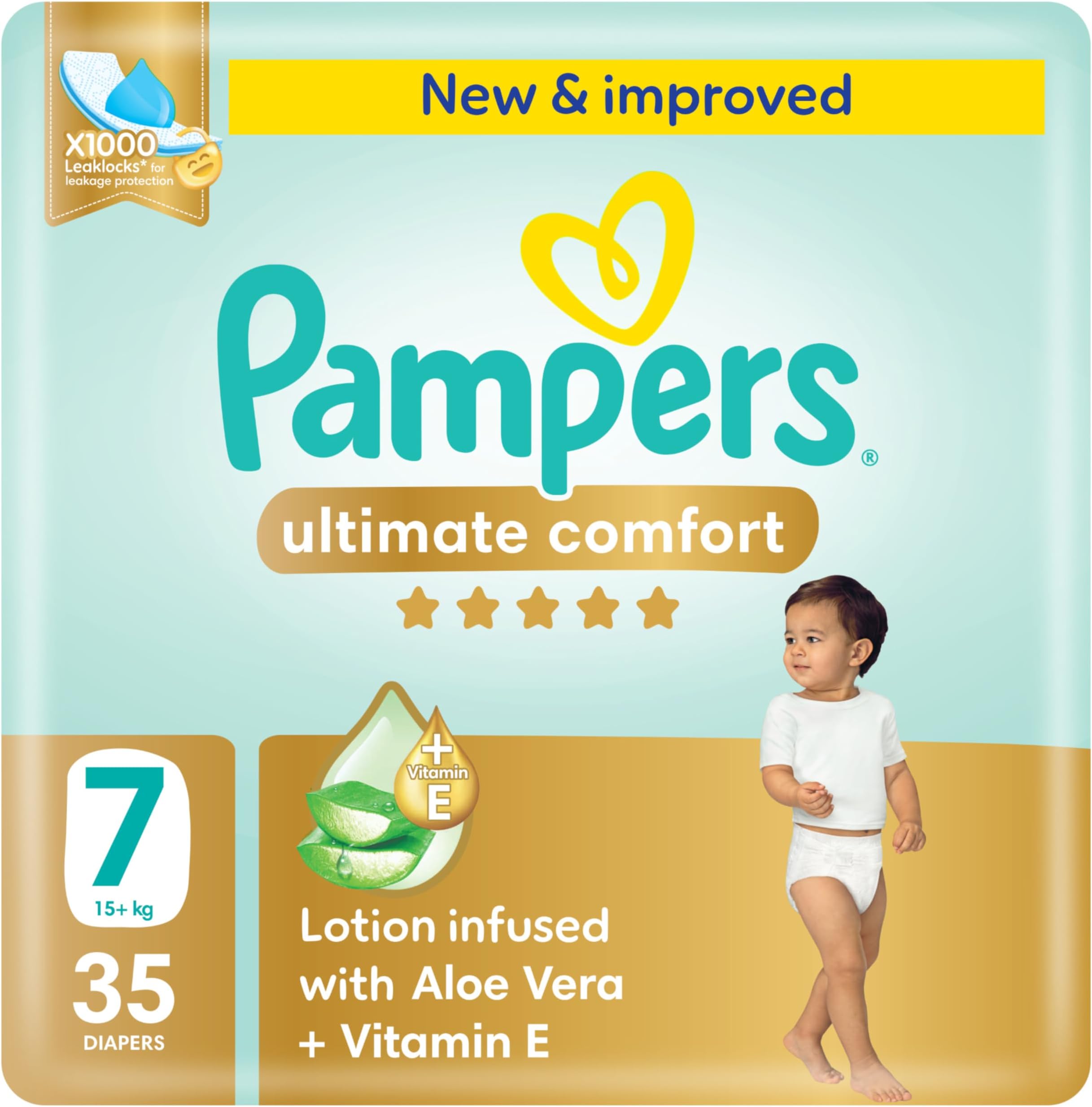 Pampers Aloe Vera, Size 7, Extra Large, 15+kg, Mega Pack, 30 Taped ...