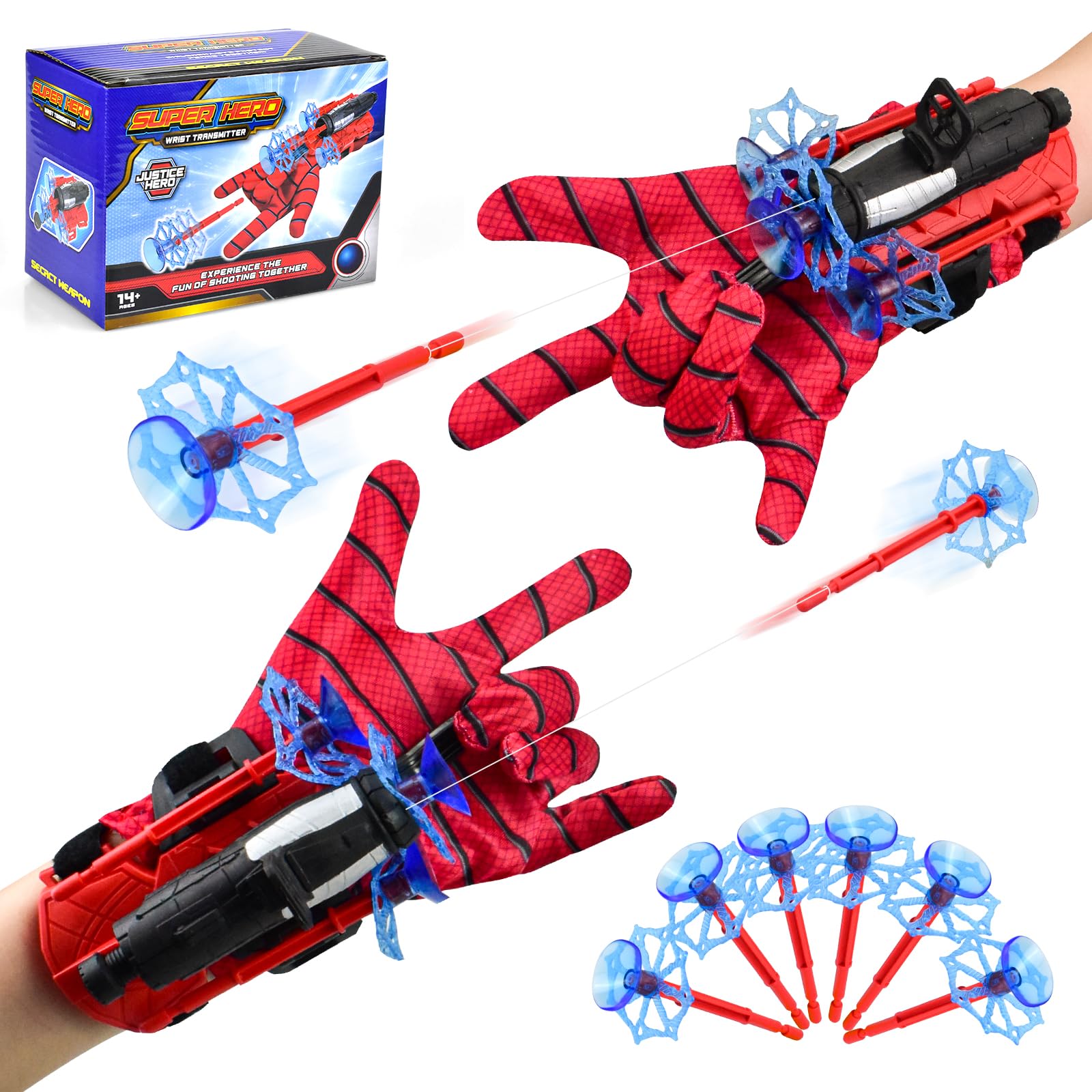 2 Pcs Spider Web Shooter, Spider Gloves Launcher with 6 Suction Cup ...