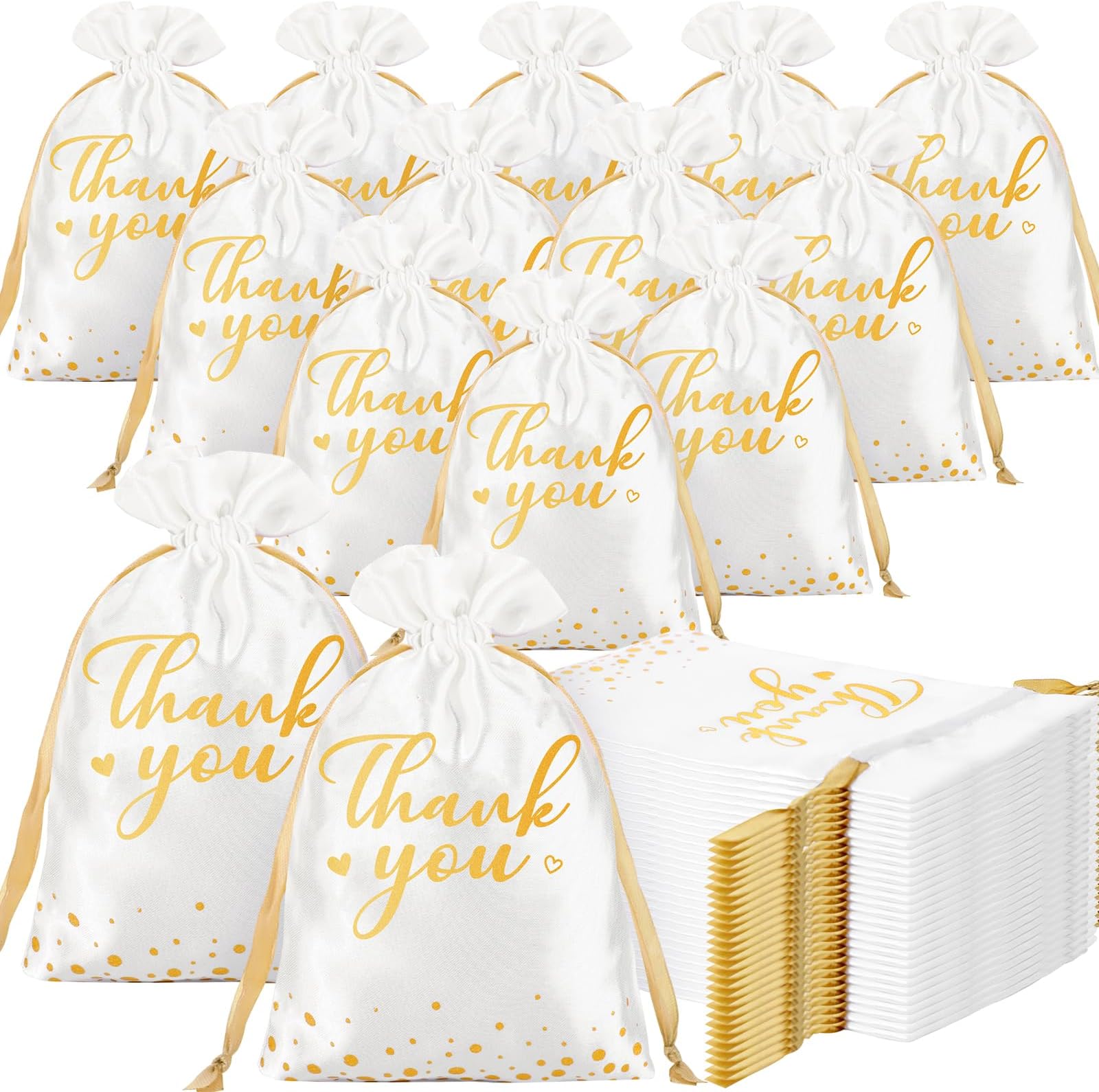 Amazon.com: Sweetude 100 Pieces Thank You Satin Gift Bags 5 x 7 Inch ...