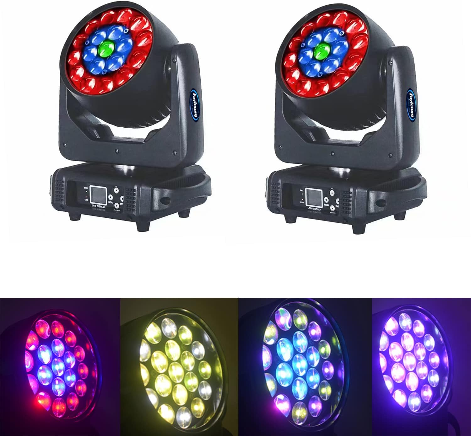 Amazon.com: Moving Head Stage Light, Fayleung Zoom Wash Moving Head LED ...