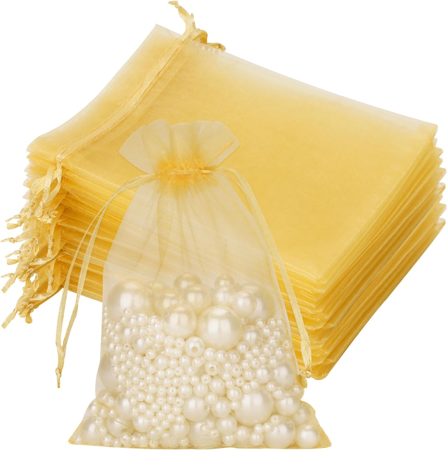 Amazon.com: Joycraft 50pcs Organza Bags, 4"x6" Gold Breathable Tulle ...