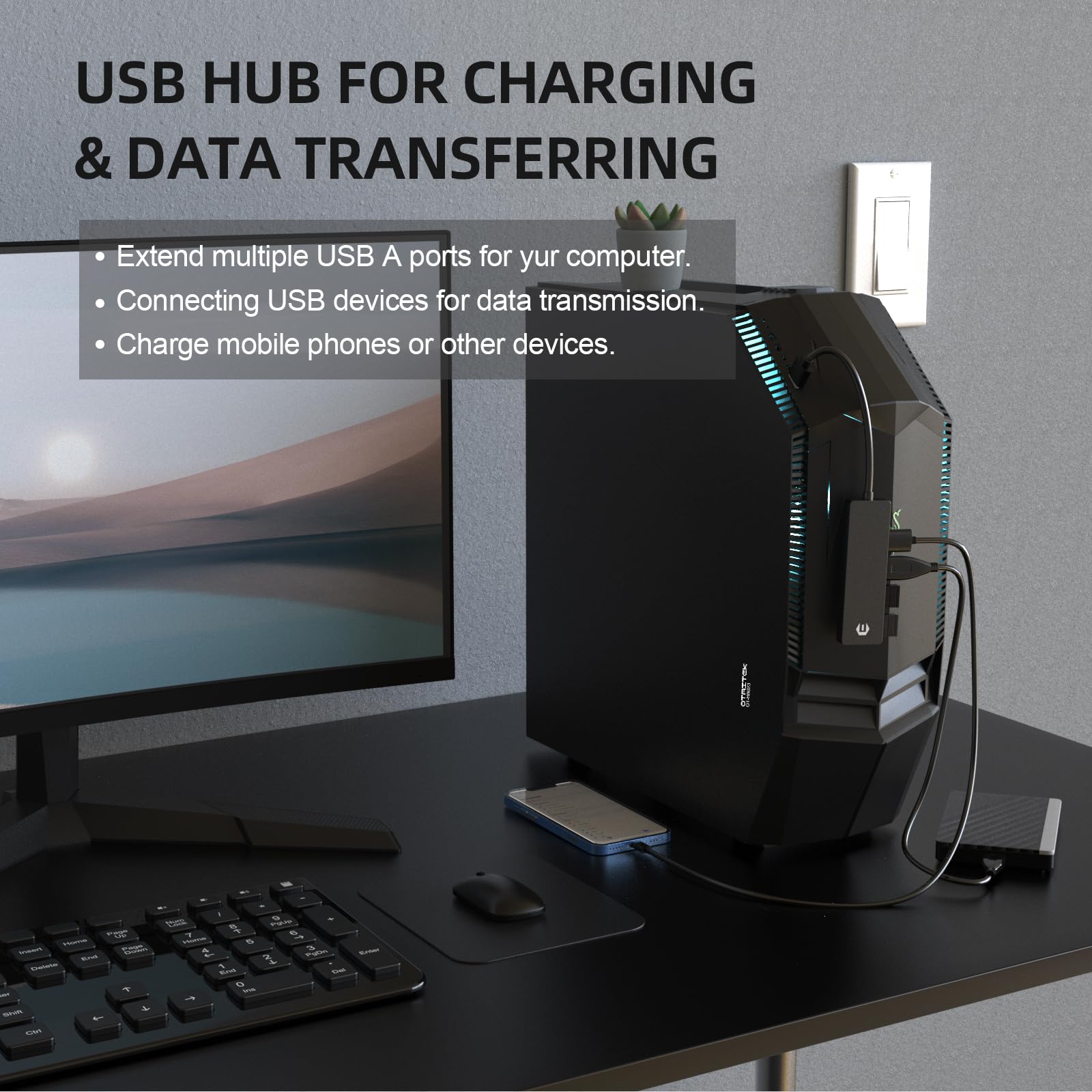 Snapklik.com : USB 3.0 Hub, 4-Port USB Hub Extra Light Data Hub USB ...