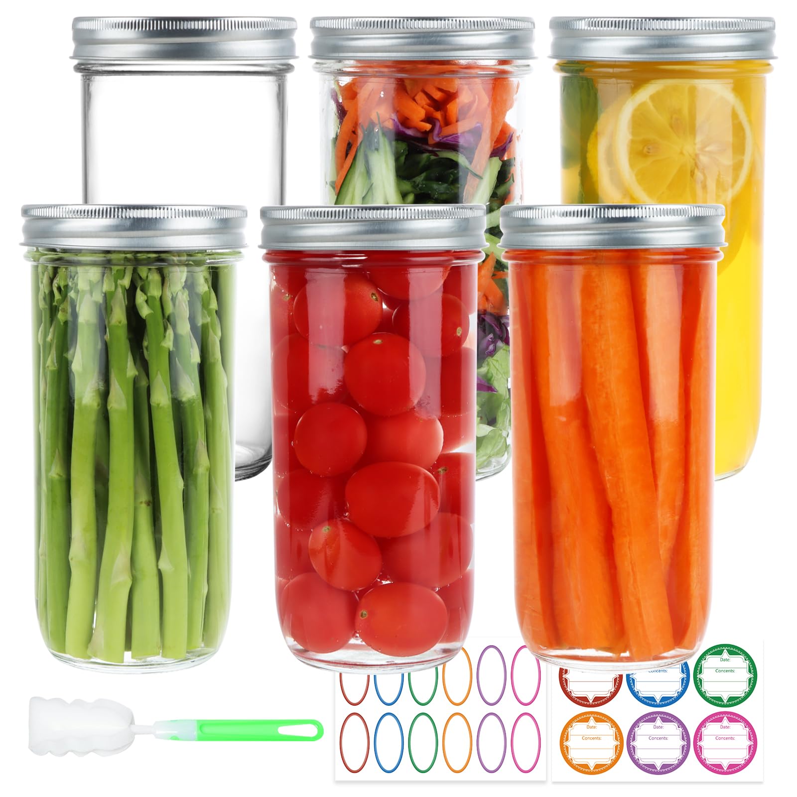 Amazon.com: CARBLIN Wide Mouth Mason Jars 24 oz, 6 Pack Glass Canning ...