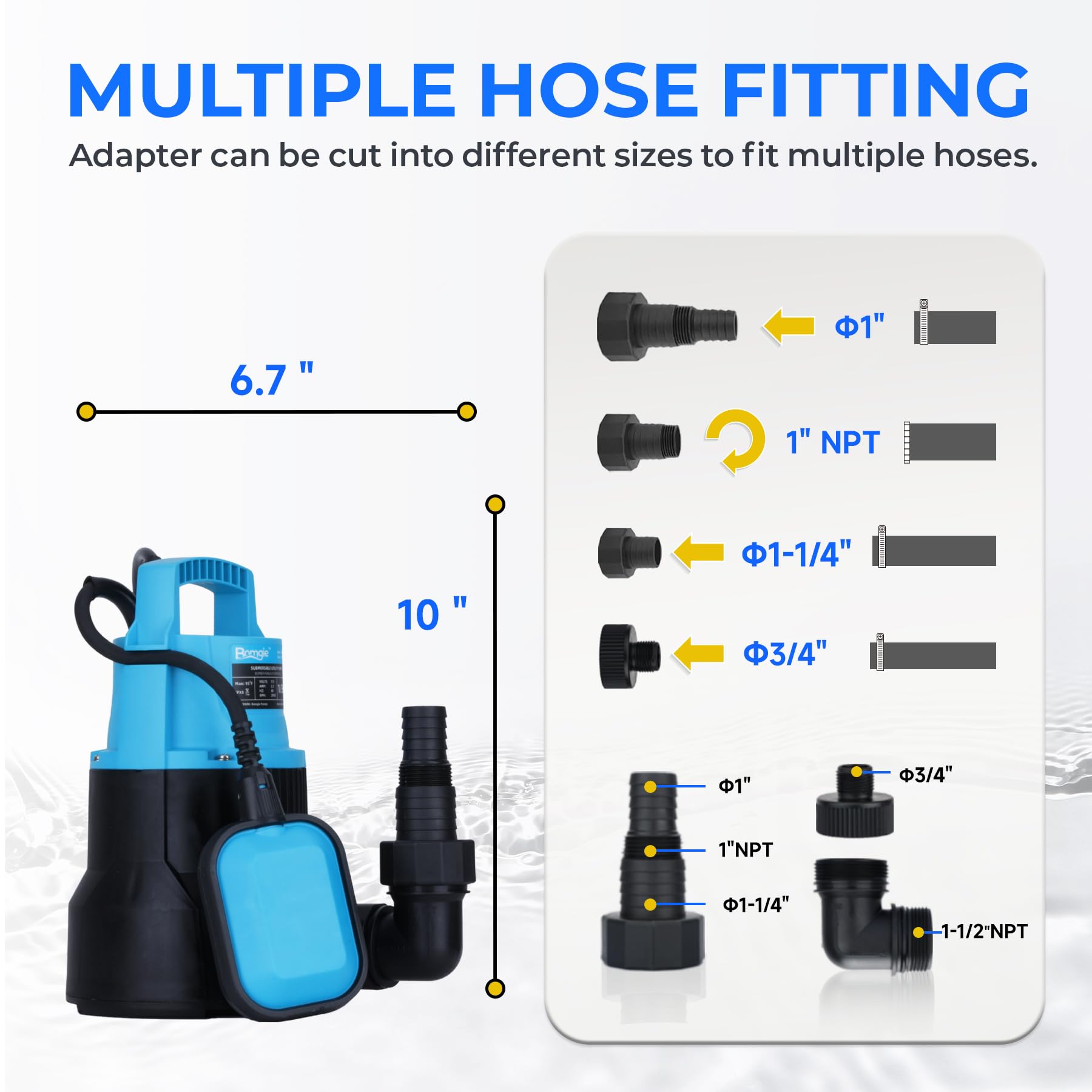 Snapklik.com : BOMGIE 1/3HP Sump Pump 2640GPH Submersible Water Pump