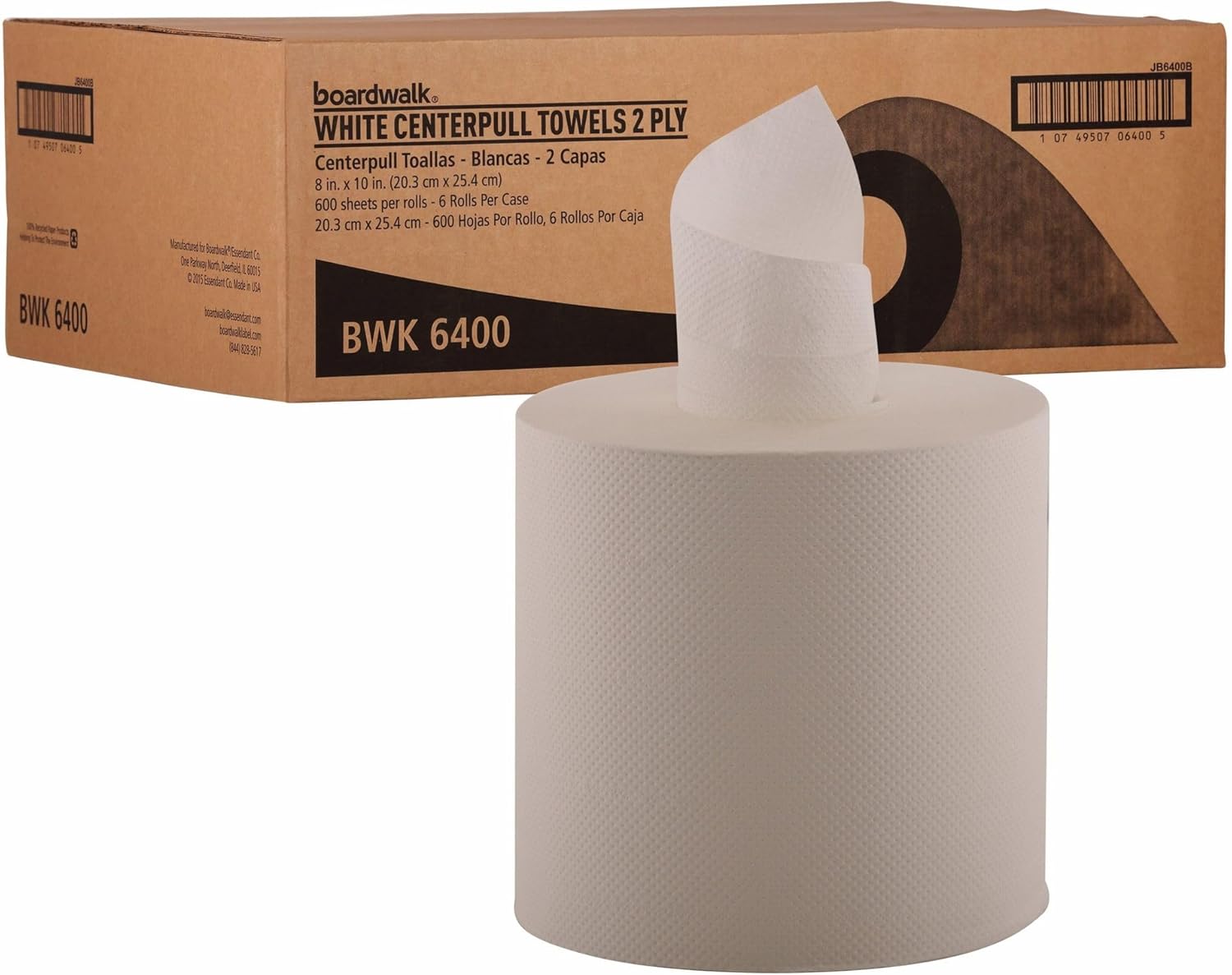 Boardwalk 6400 Hand Paper Towel Roll, 2-Ply Perforated Center-Pull, 8 ...