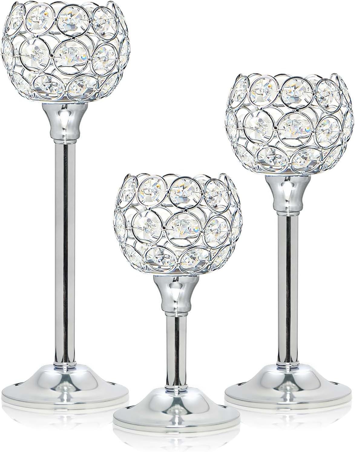 Amazon.com: Kehail Crystal Metal Tealight Candlestick, Bling Bowl ...