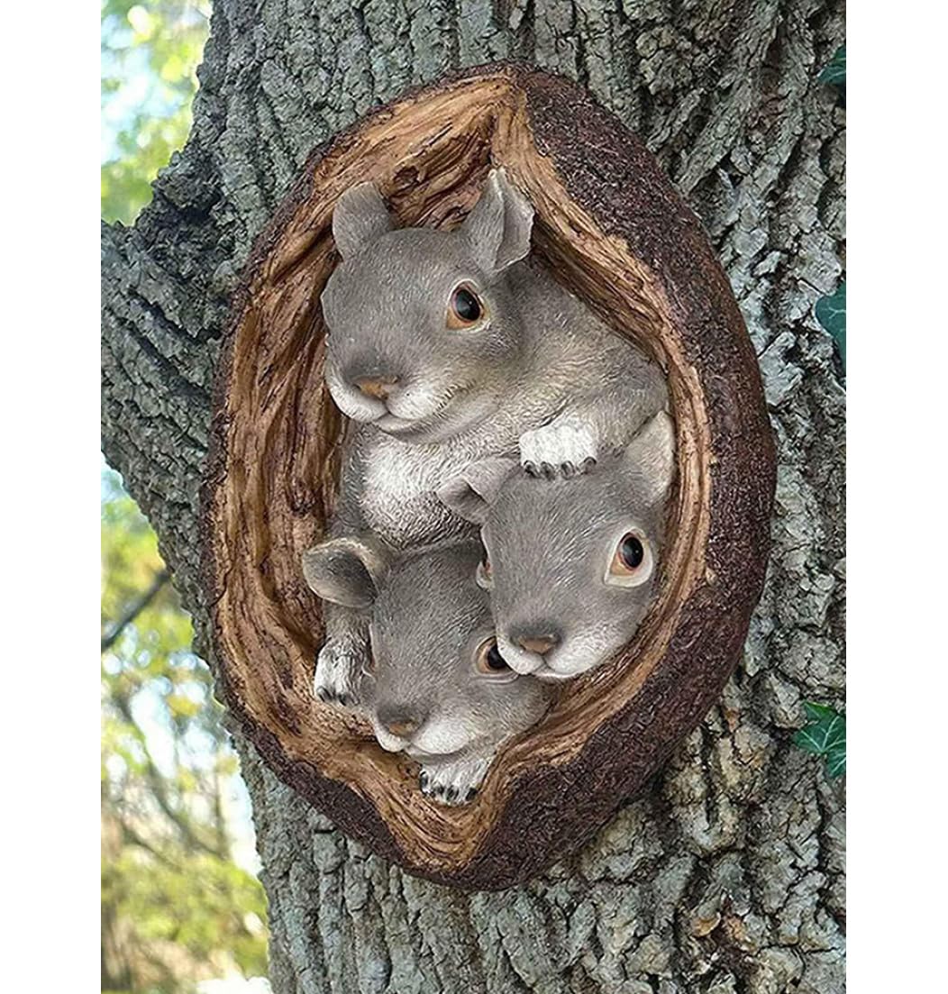 Amazon.com: XJKLBYQ Squirrel Polyresin Sculpture Statue Tree Art ...