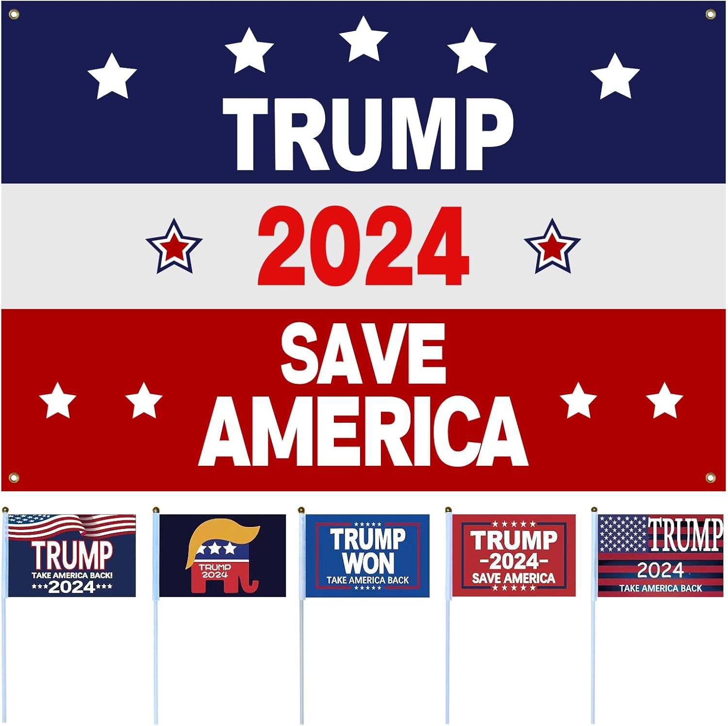 Amazon.com : Trump 2024 Flag Set - 'Save America' Large 3x5 ft Flag ...