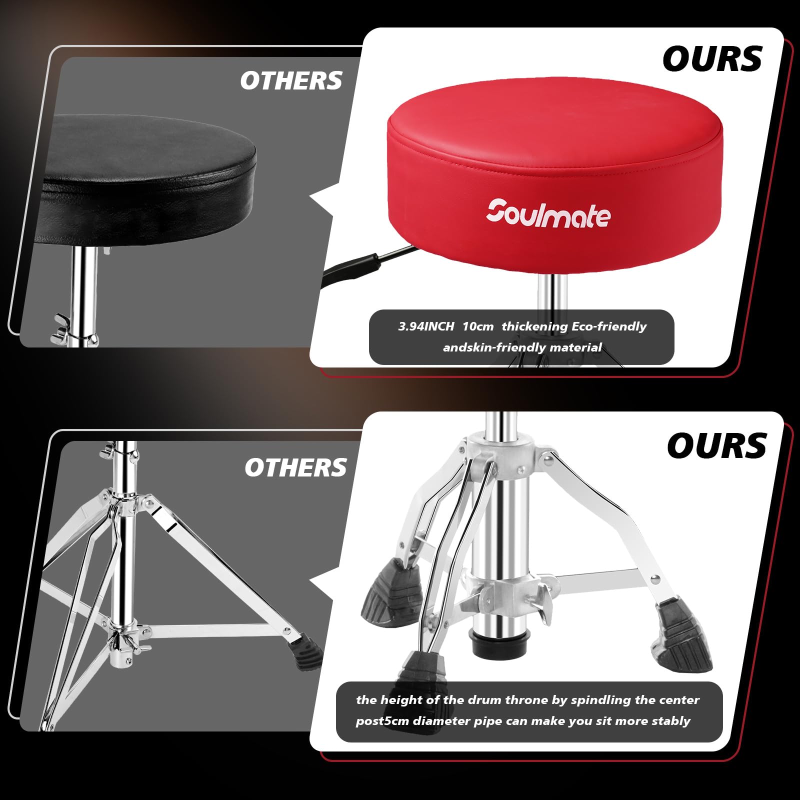 Snapklik.com : Soulmate Drum Throne HydraulicDrum Stool, Removable Drum Seat Drum Adjustable ...