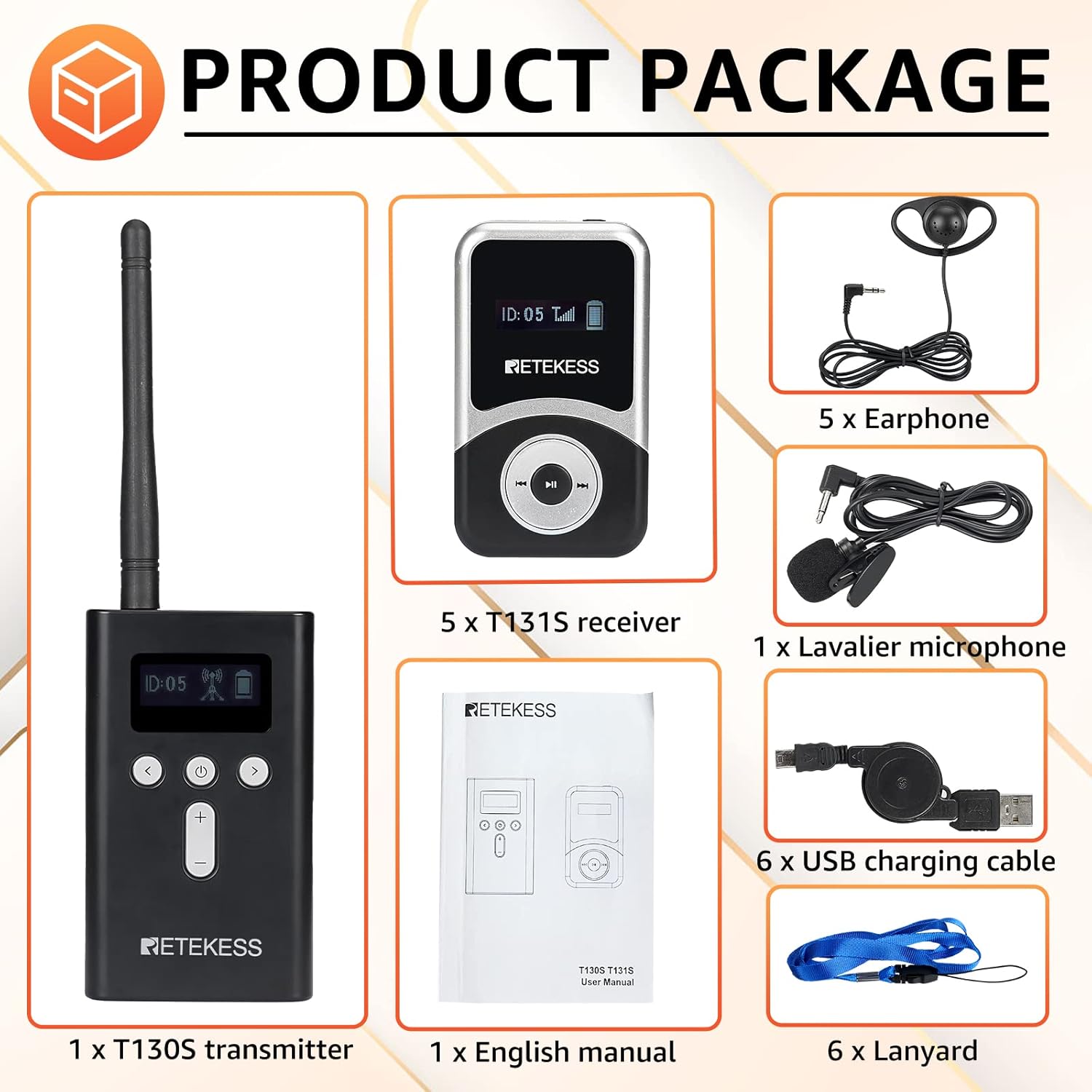 Retekess T130S – Sistema de guía turística inalámbrico actualizado, sistema de escucha asistida ...