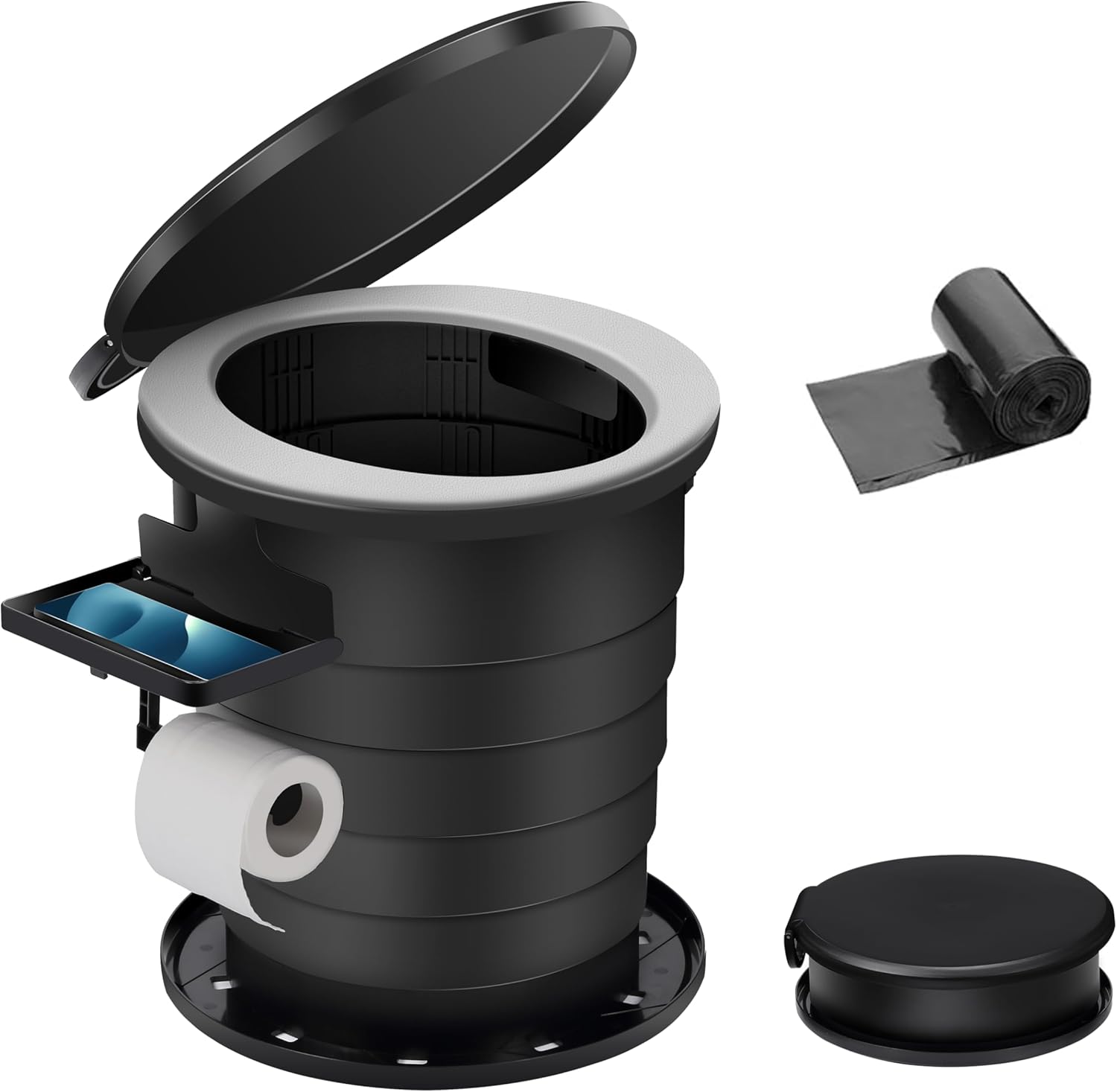 TRIPTIPS 2025 Upgrade Retractable Portable Toilet Foldable with Soft Cushion Height Adjustable ...