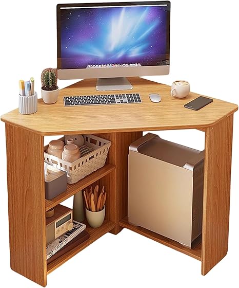 Amazon.com: HEVIRGO Corner Desk,90 Degrees Triangle Computer Desk ...