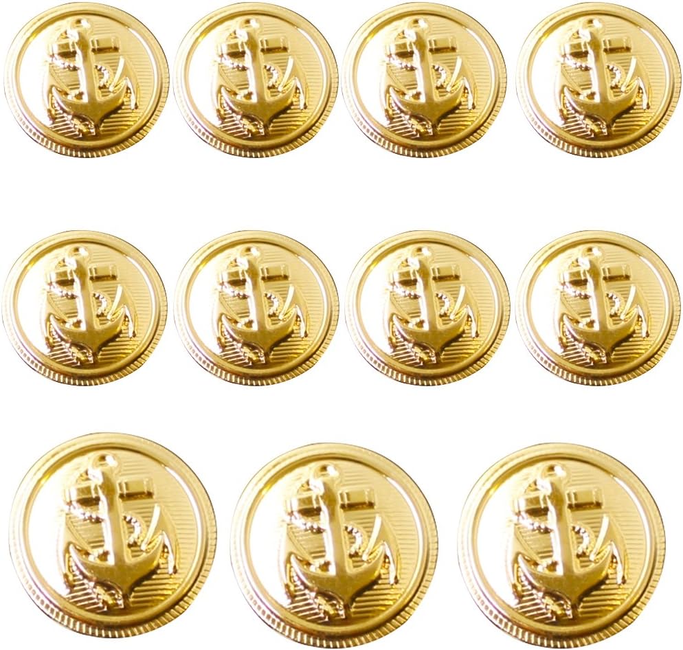 Amazon.com: 11 Pieces Metal Blazer Button Set - Naval Anchor Crest ...