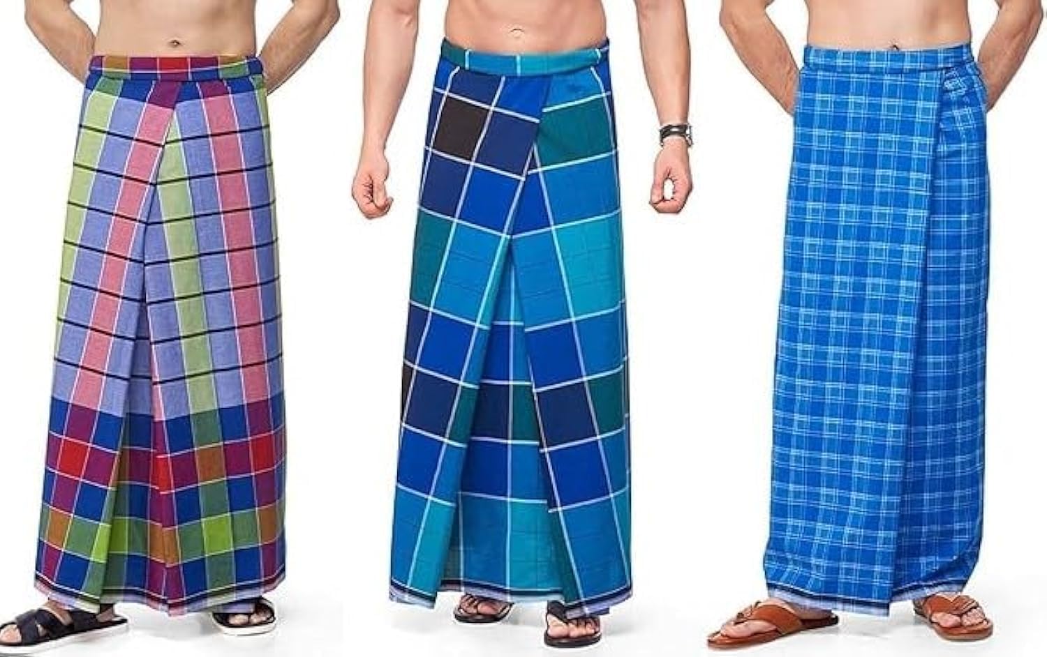 Dhoti/Sarong Coverups/Wrap For Men | 100% Cotton Indian Traditional Lungi Checked Design Dress ...