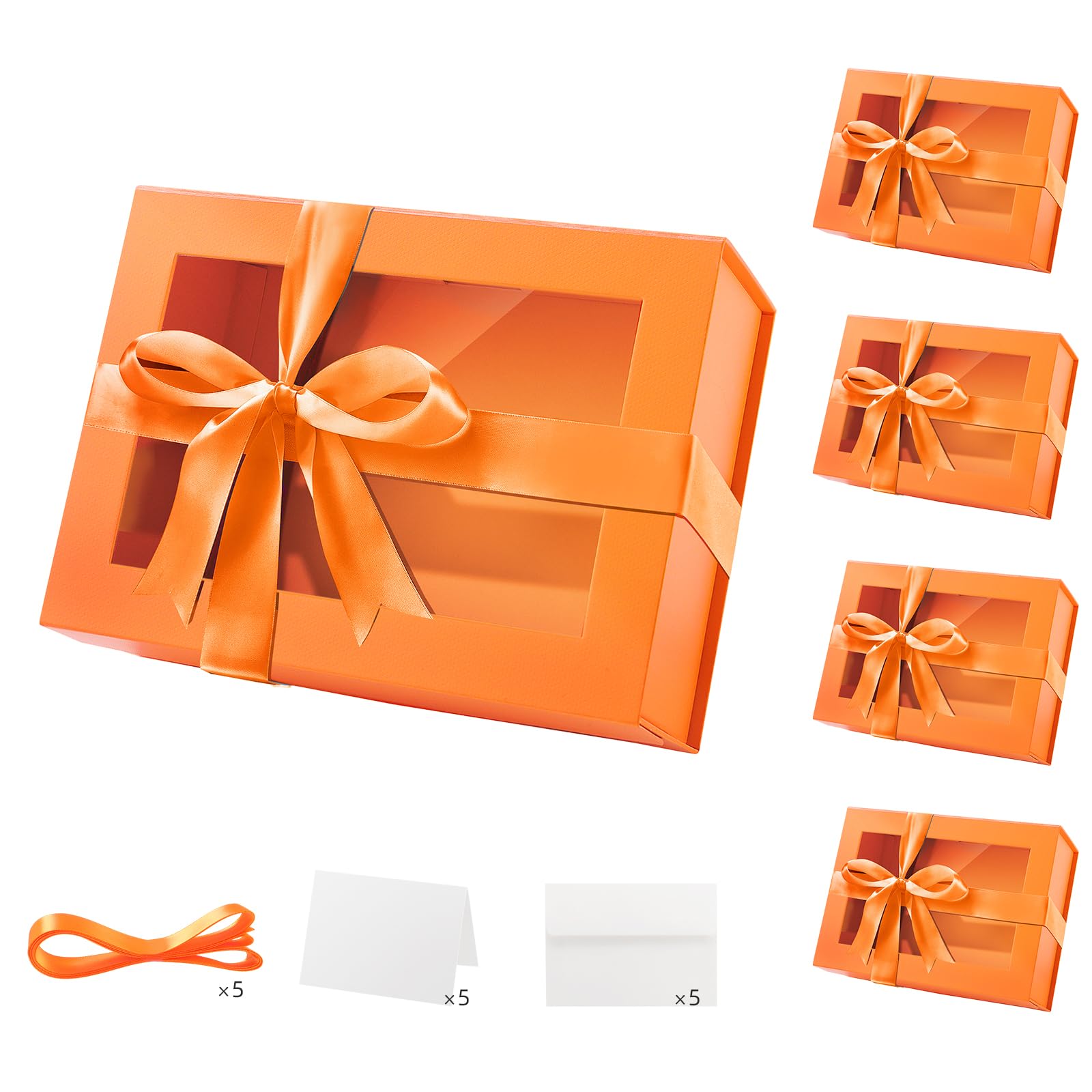 Amazon.com: PACKQUEEN 5 Orange Gift Boxes with Windows, 9x6.5x3.8 ...