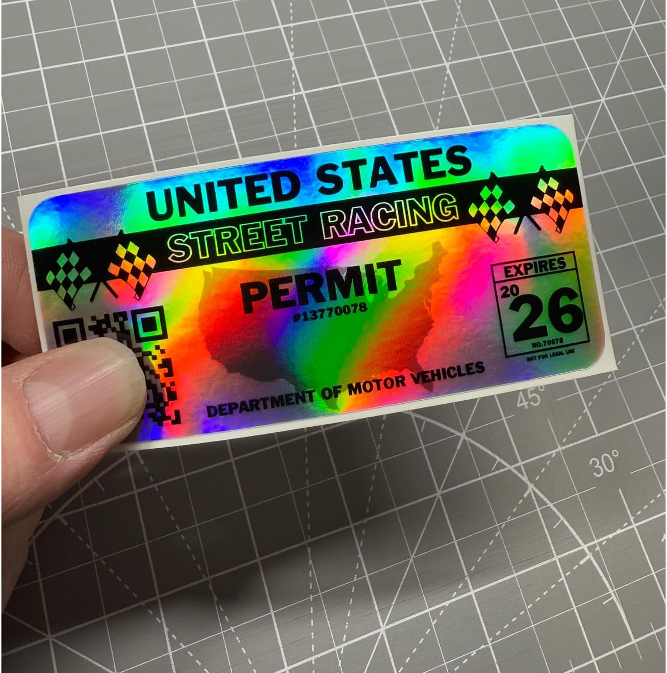 Amazon.com - Holographic Vinyl Decal United States Street Racing Permit ...