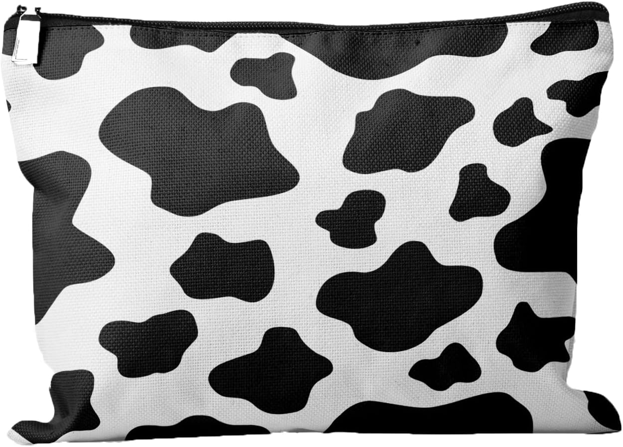 Amazon.com: Cafl Cow Print Makeup Bag Cute Cow Cosmetic Bag Cow Zipper ...
