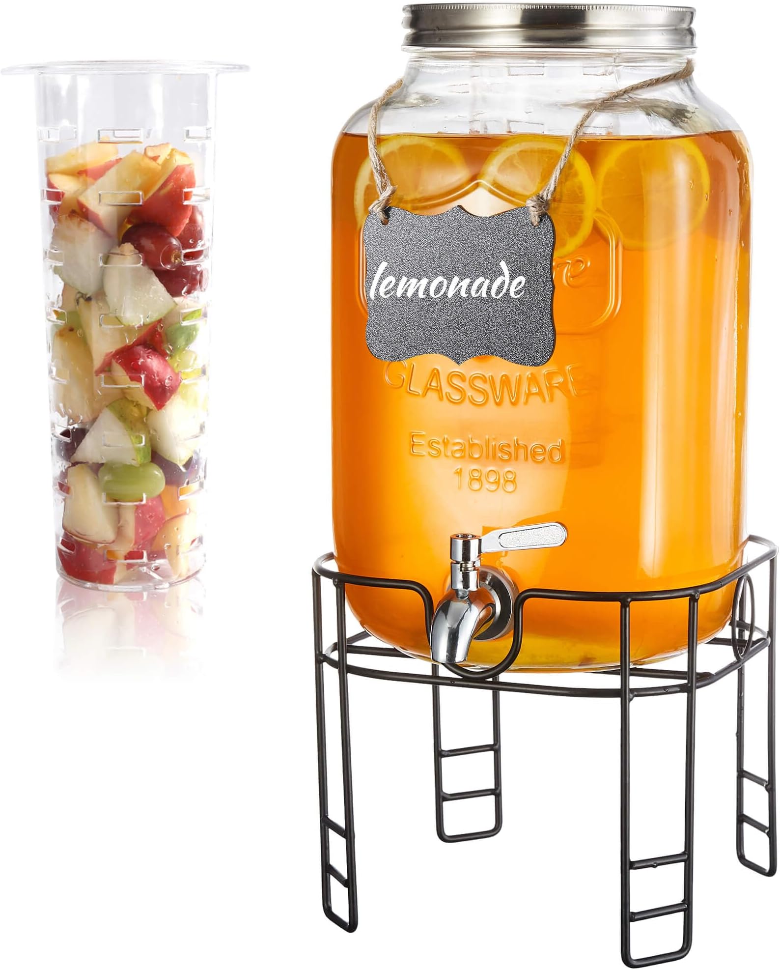 Amazon.com | 2 Gallon Beverage Dispenser with Stand and Lid, 18/8 ...