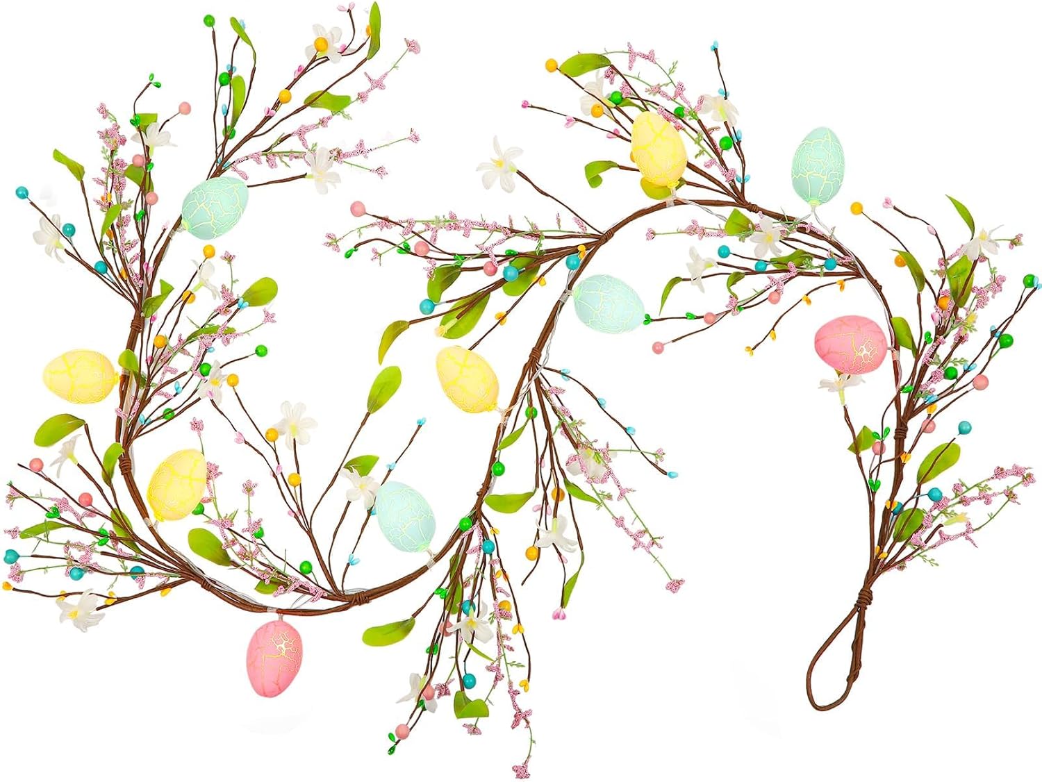 Amazon.com: JUNEBRUSHS 6 FT Lighted Easter Egg Garland, Artificial ...