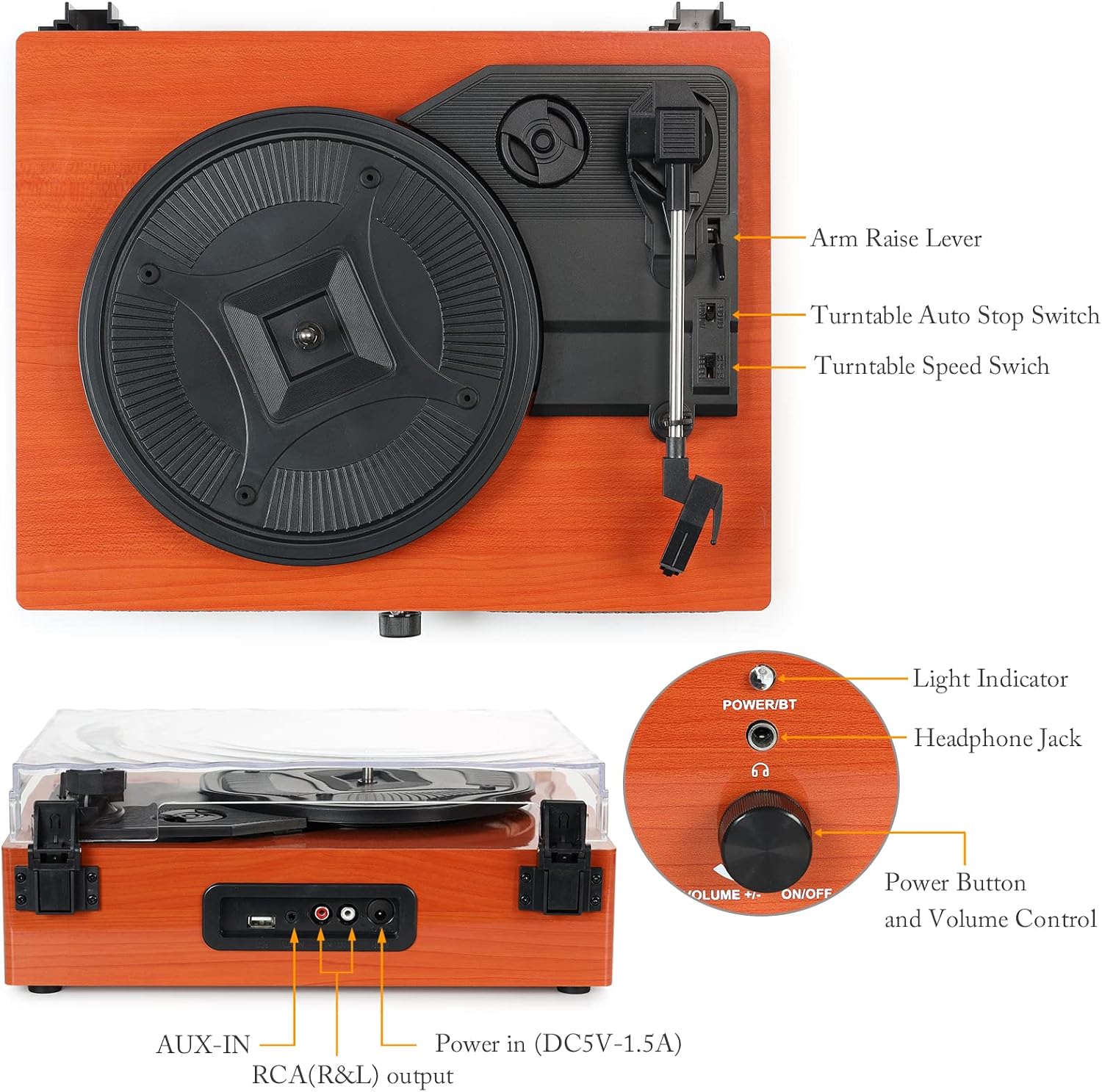 Record Player for Vinyl with Speakers Wireless Turntable for Records ...