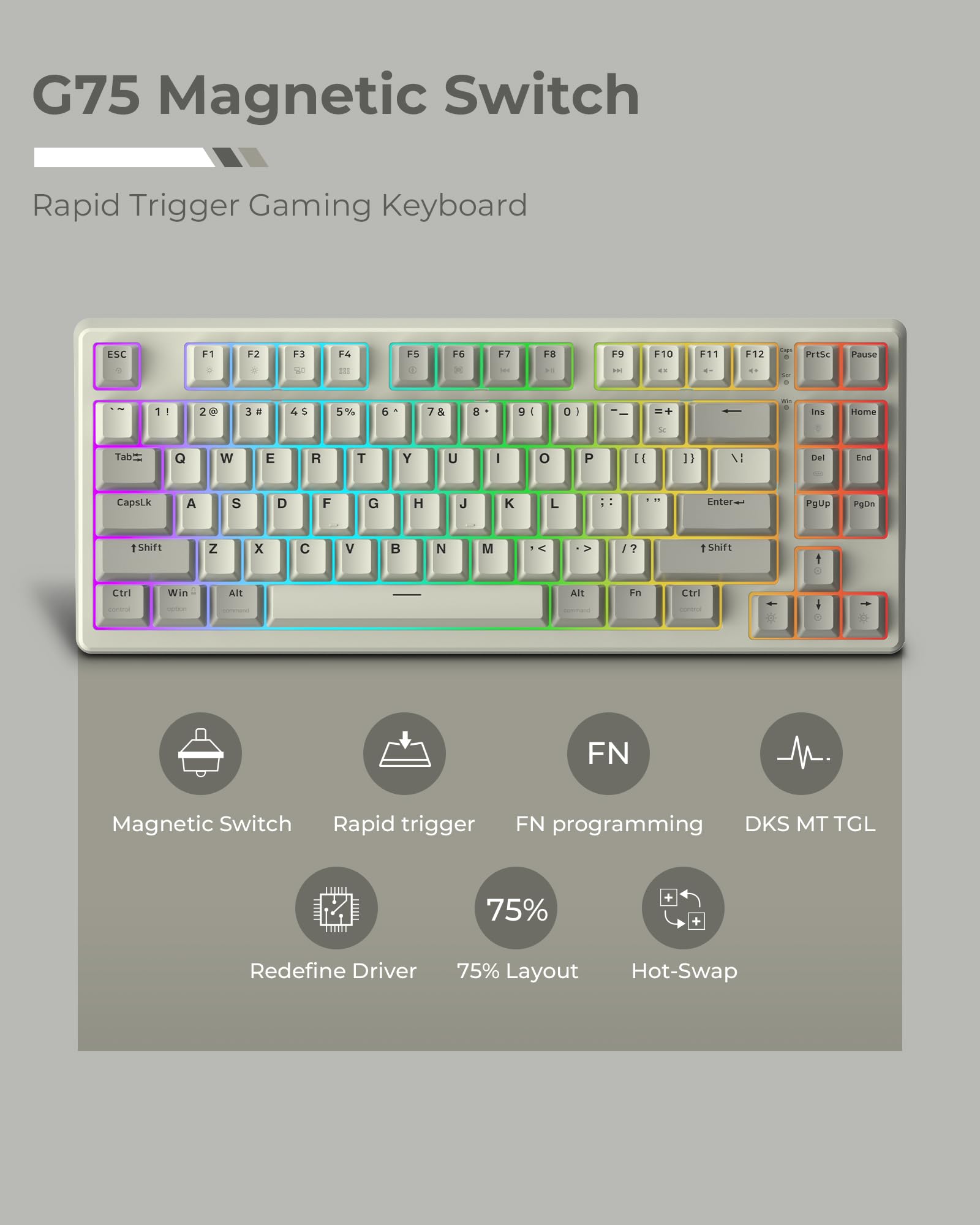 Snapklik.com : OHY Rapid Trigger Gaming Keyboard,XVX G75 Hall Effect ...