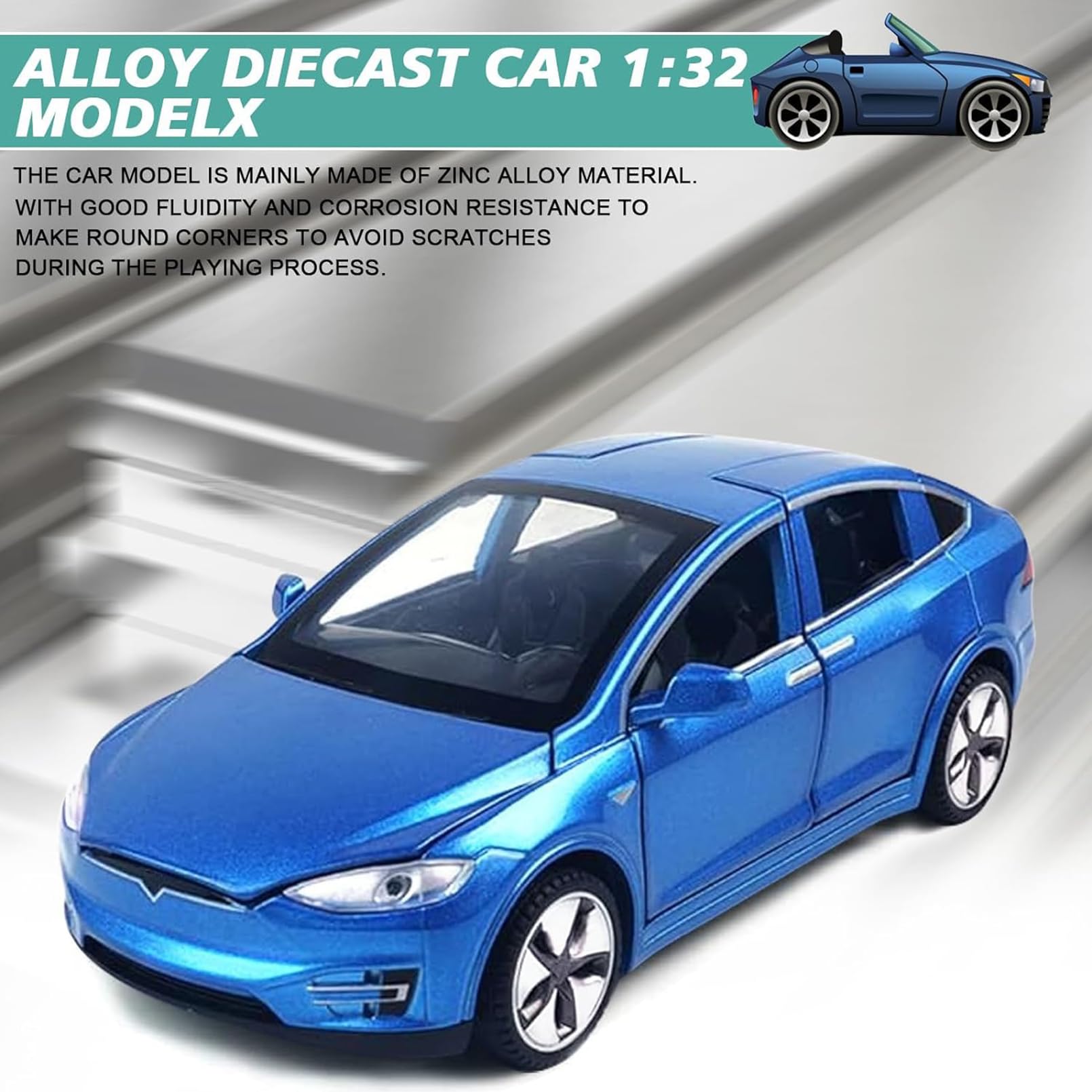 TOPRON model car Tesla Model X 1:32 scale, die-cast alloy electronic ...