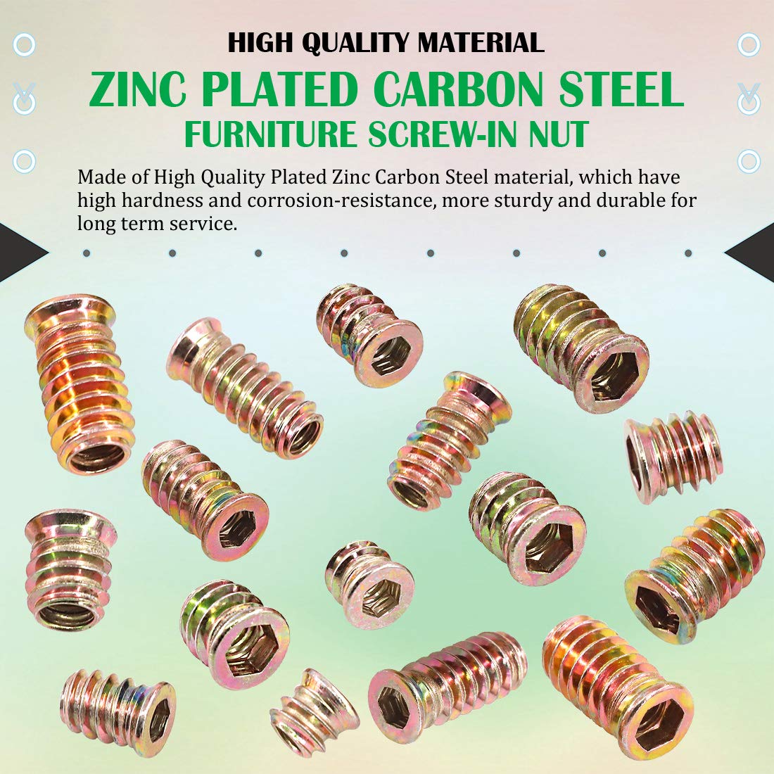 Keadic 50Pcs 1/4-20×20 Nut Inserts Assortment Kit with M6 Internal Hex ...