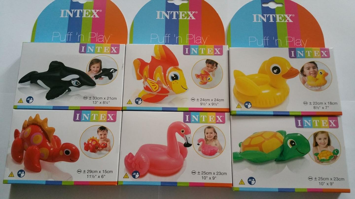 Intex Pack of 4 Puff 'n Play Water Toy Animals : Amazon.co.uk: Toys & Games