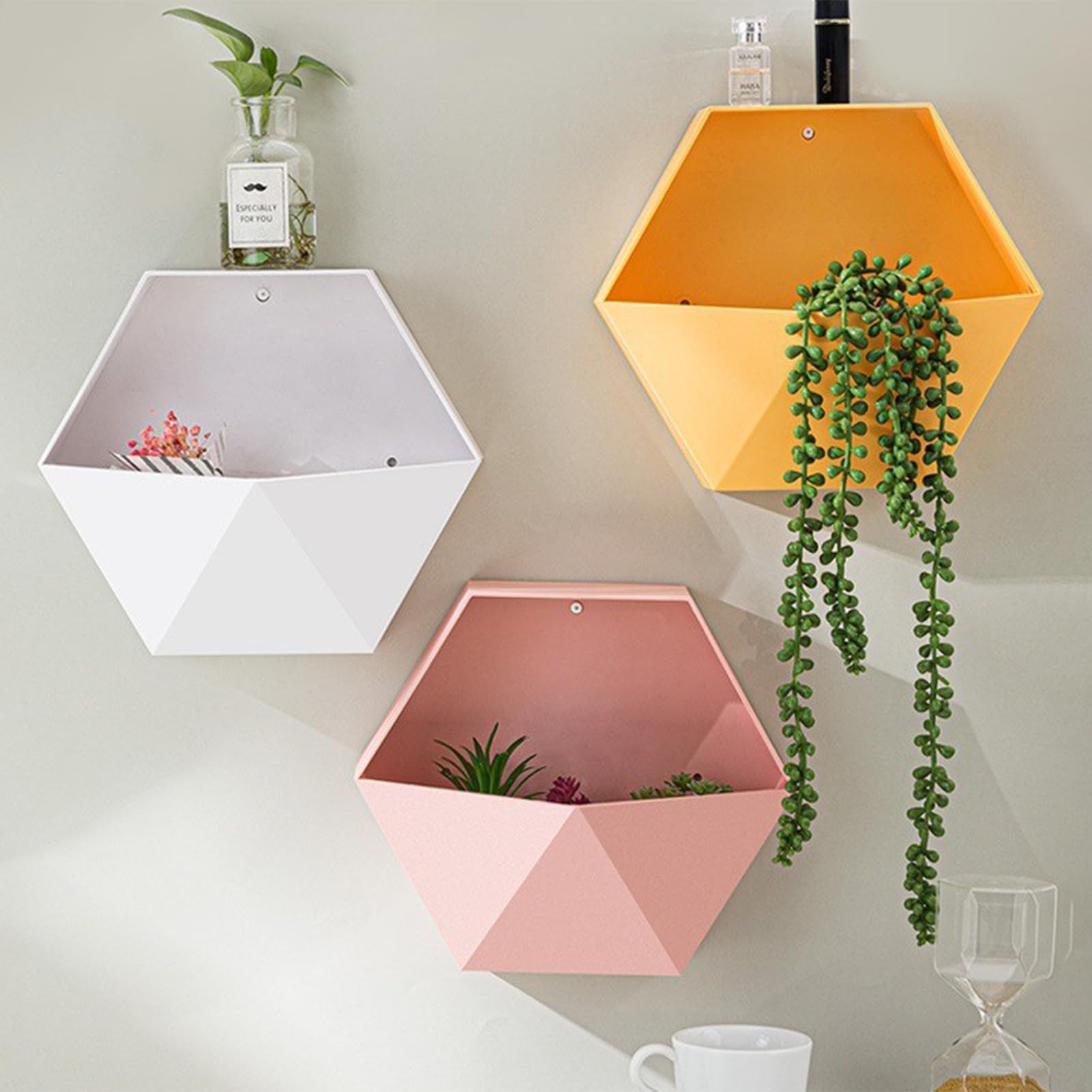 White Hexagon Wall Planter Hexagon Wall Planter Etsy UK