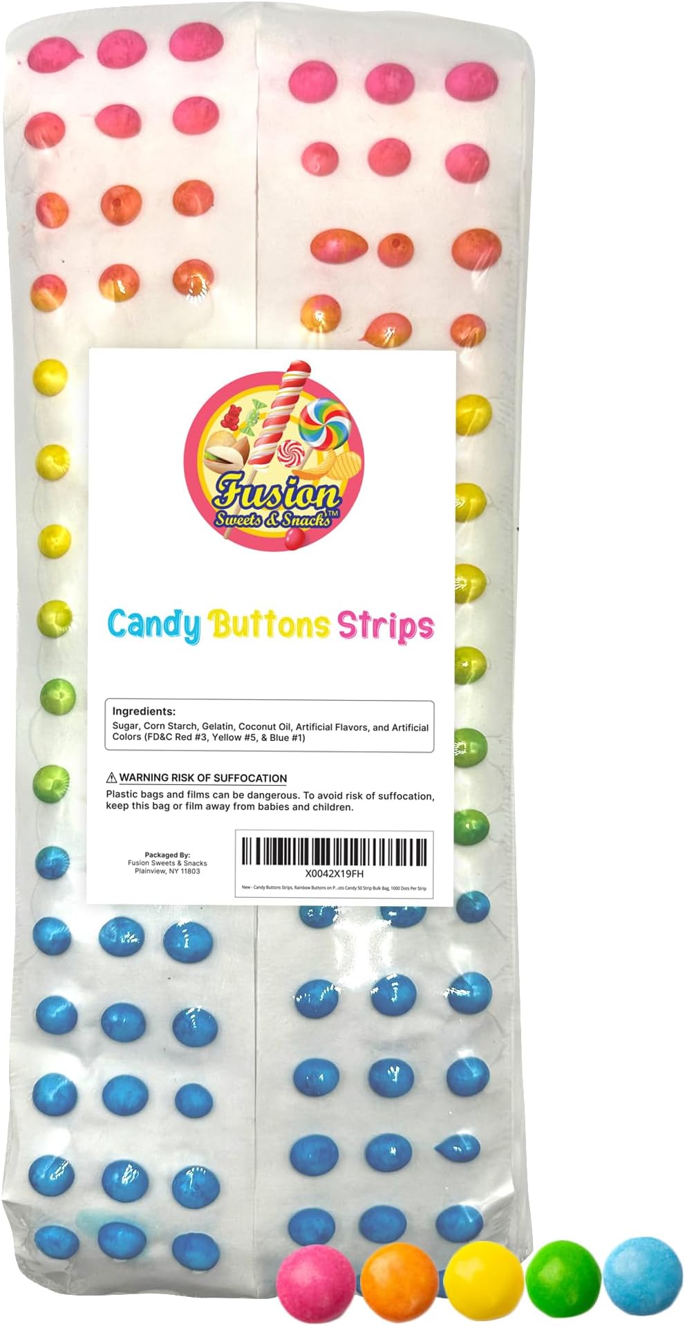 Amazon.com : Candy Buttons Strips, Rainbow Buttons on Paper ...