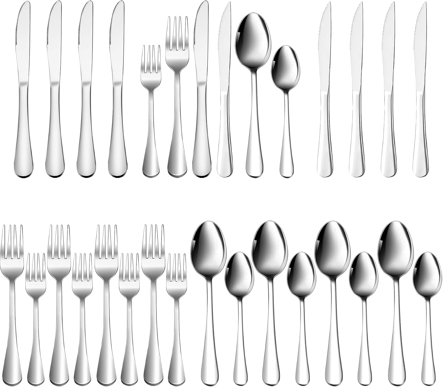 Amazon.com: Silverware Set,24 Piece Stainless Steel Silverware Set with ...