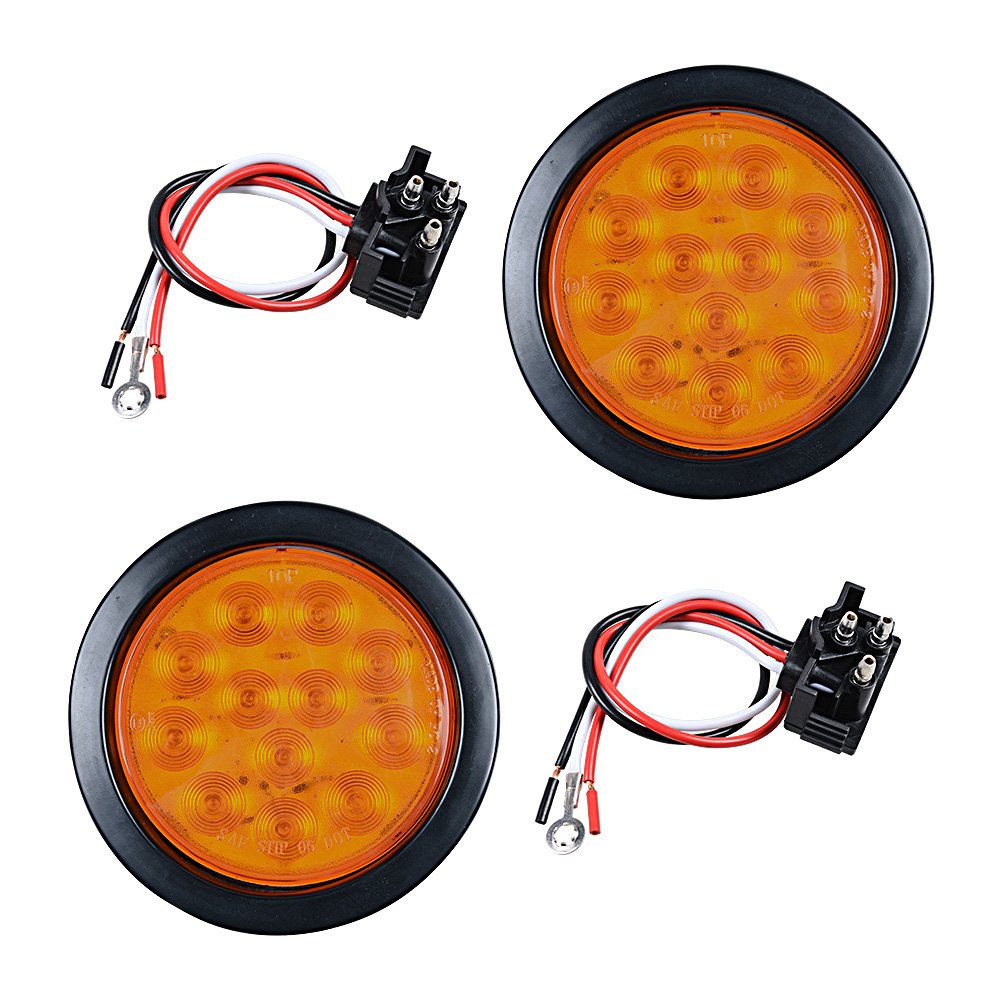 Amazon.com: 2pcs AMBER 4" Round 12-LED Truck RV Trailer Tail Turn ...