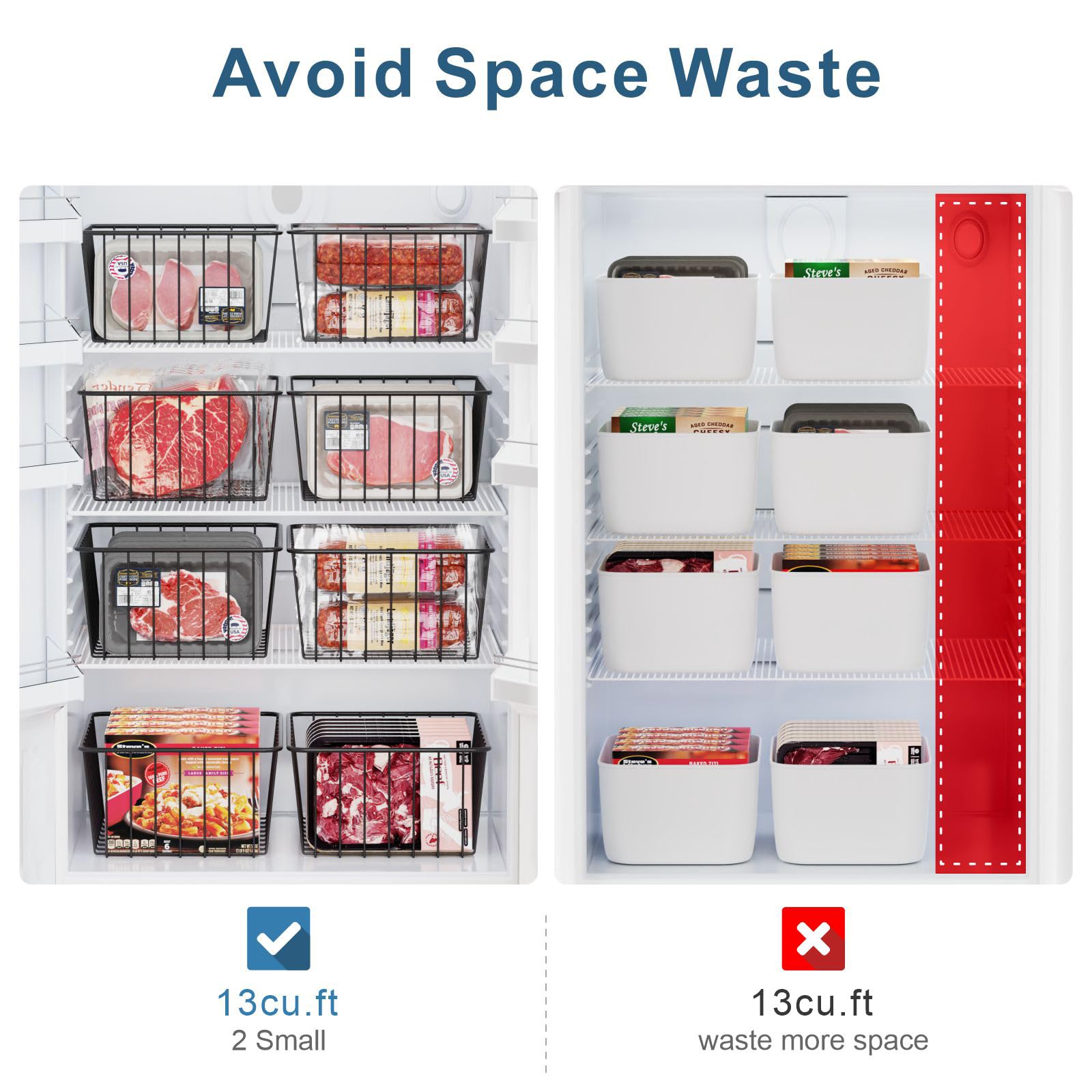 Snapklik.com : iSPECLE Upright Freezer Organizer Bins - 6 Pack Small ...