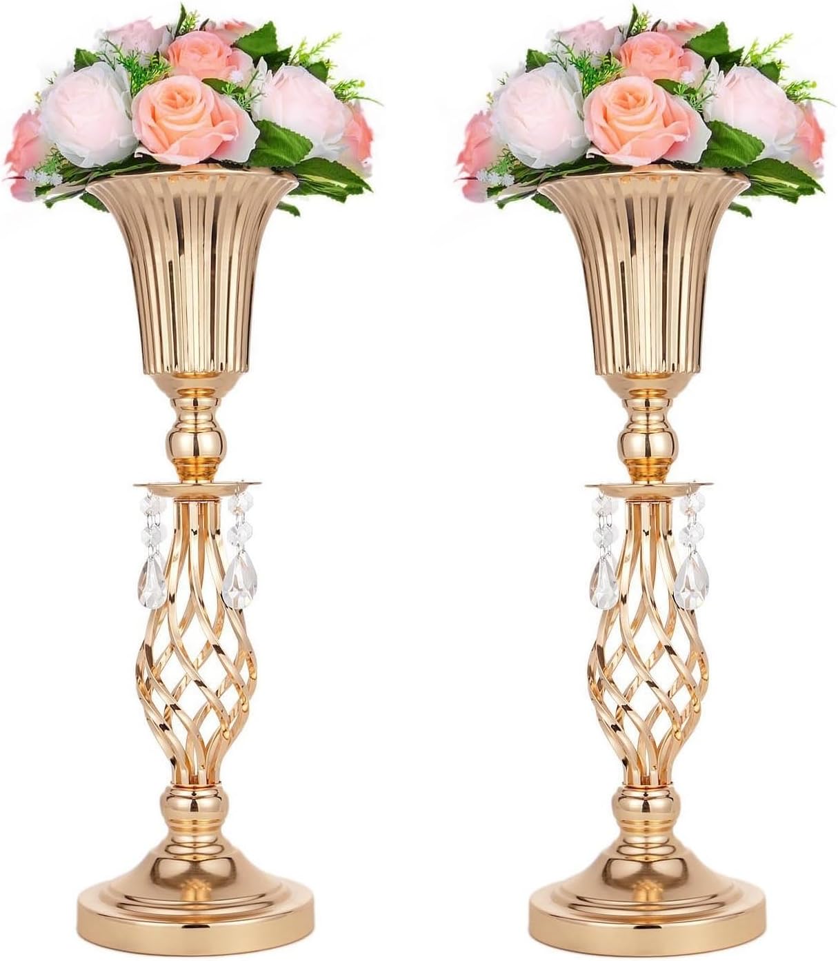 Amazon.com: 20in Vases for Flowers - Crystal Trumpet Floral Vase, 2Pcs ...