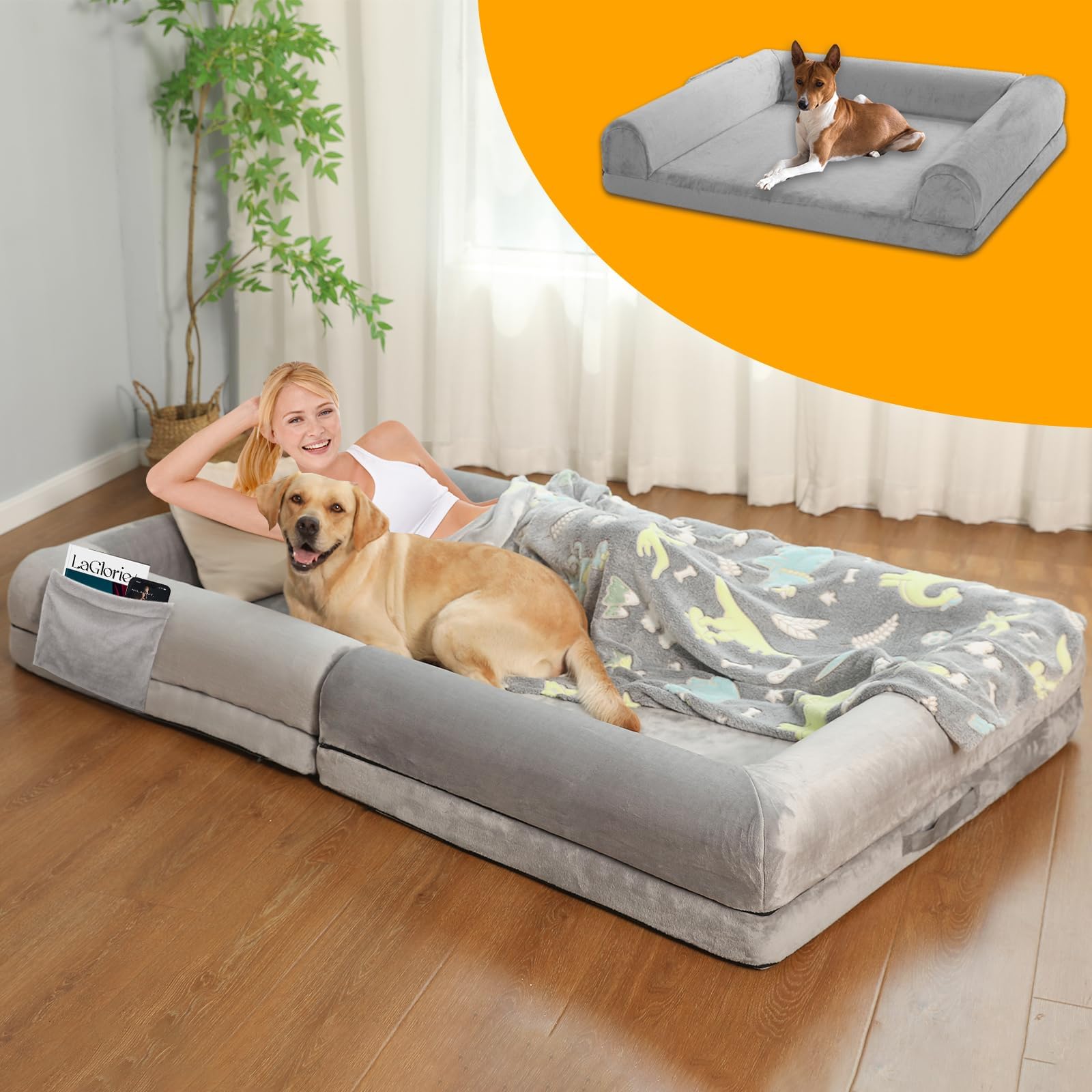 Amazon.com : Brubro Large Human Dog Bed for Adult,74.8"x47.3"x13.8 ...