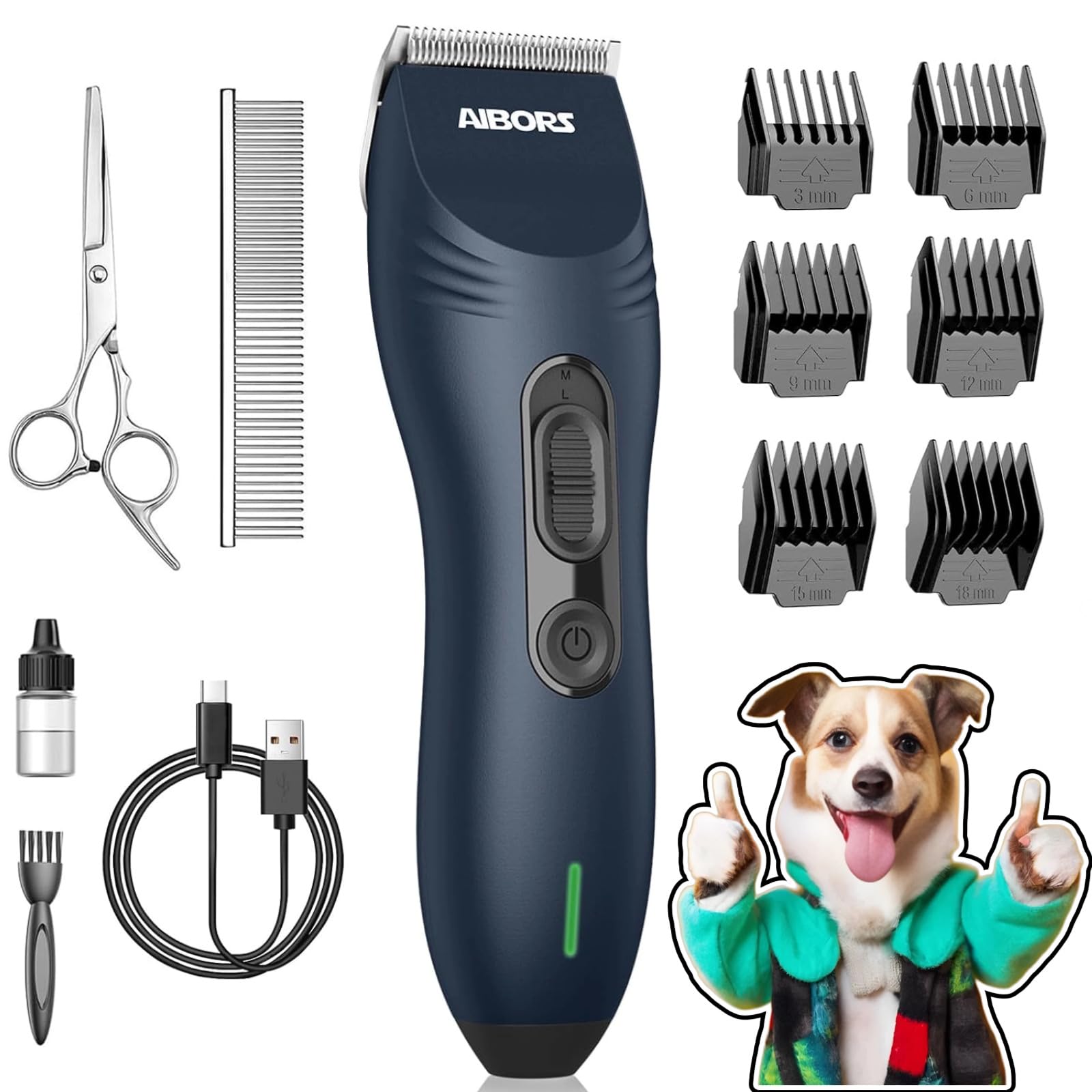 Amazon.com : AIBORS Dog Clippers for Grooming, Dog Shaver Clippers Kit ...