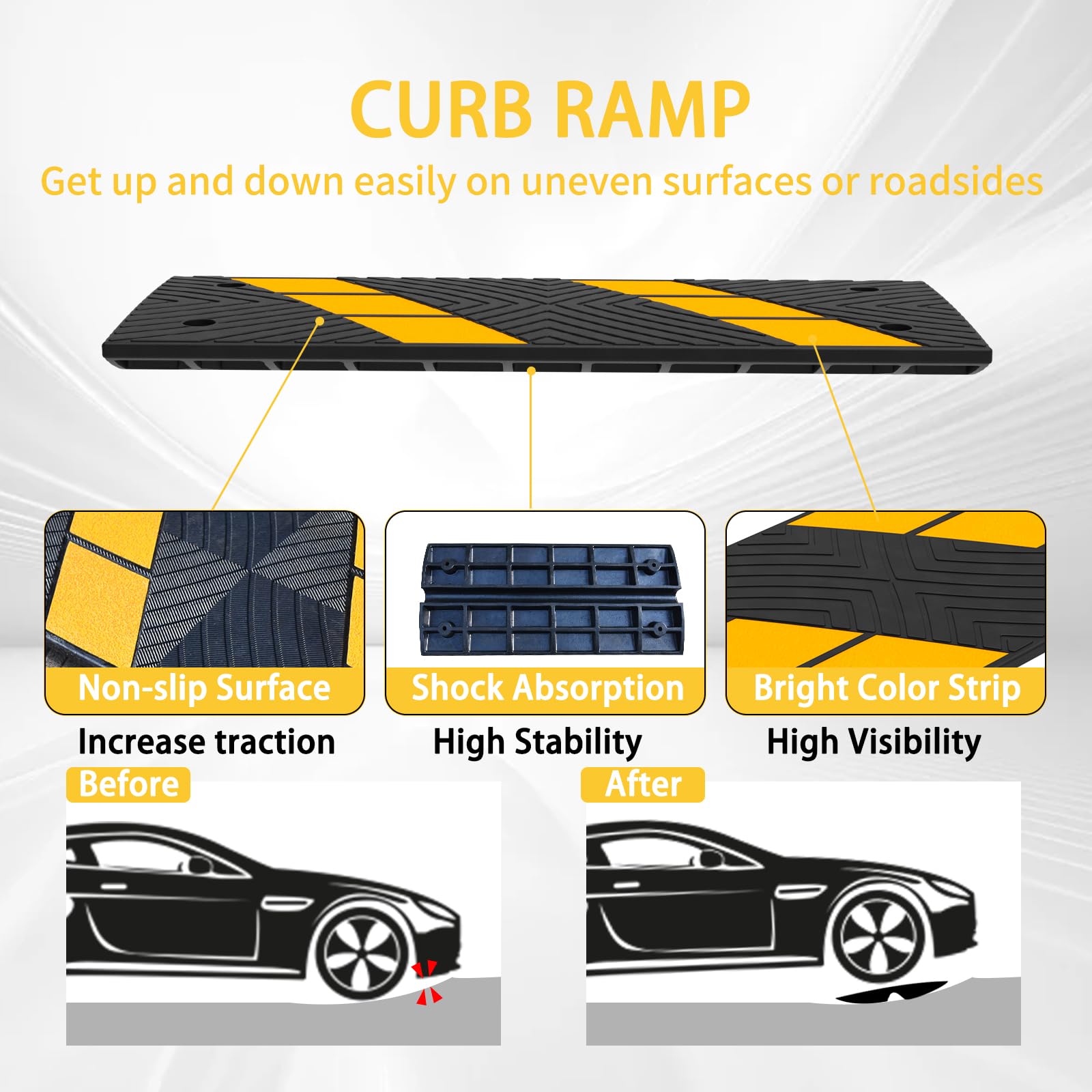 Snapklik.com : BESEA Car Driveway Ramps Rubber Curb Ramp 33000lbs Load ...